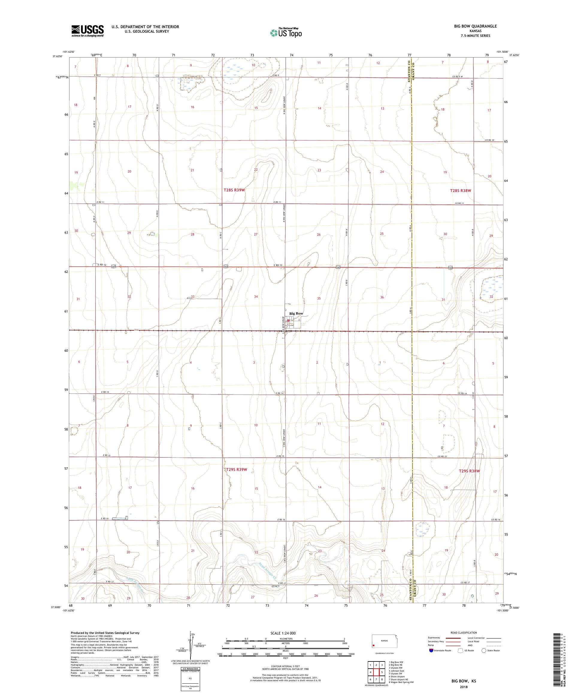 Big Bow Kansas US Topo Map – MyTopo Map Store