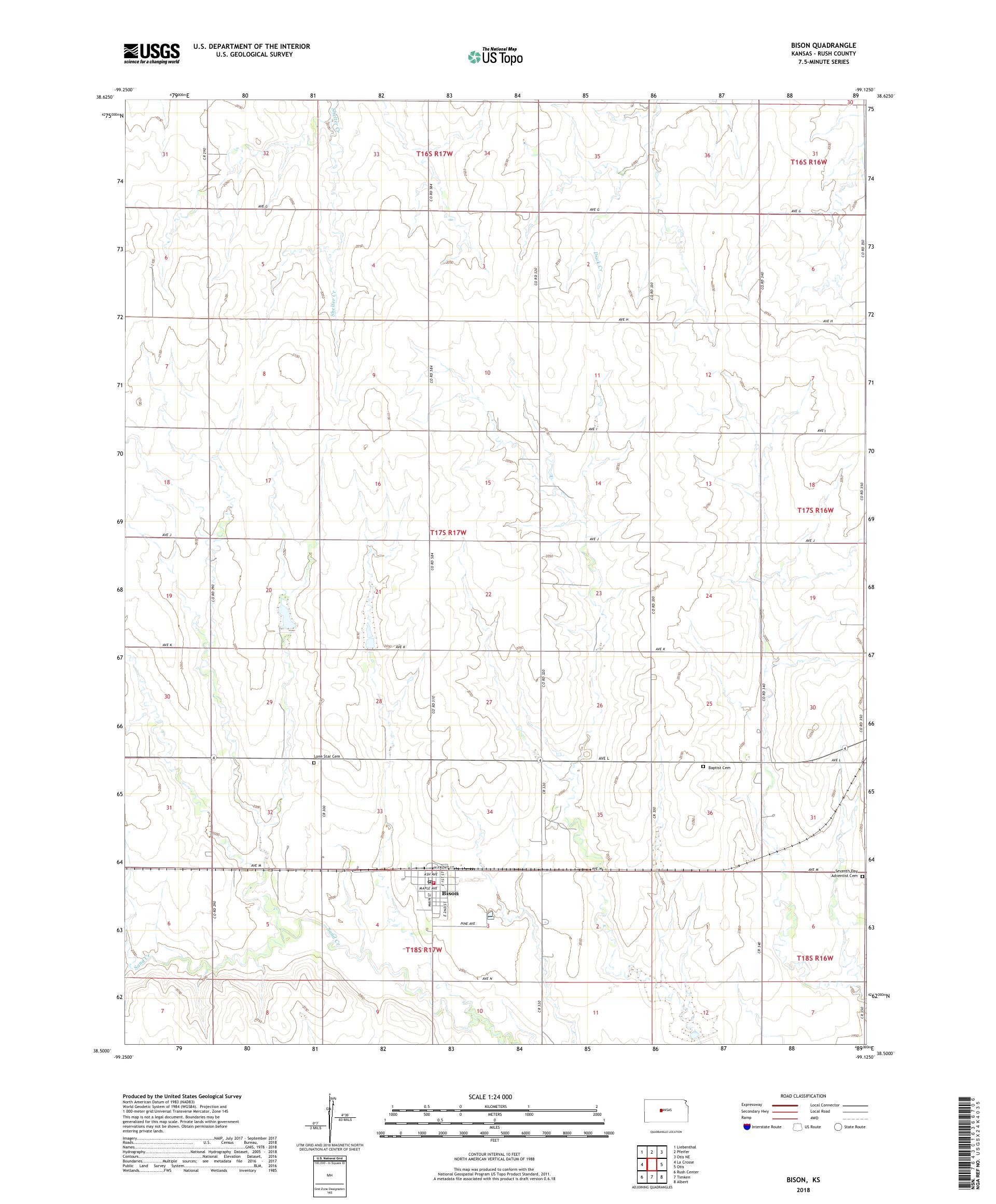 Bison Kansas US Topo Map – MyTopo Map Store