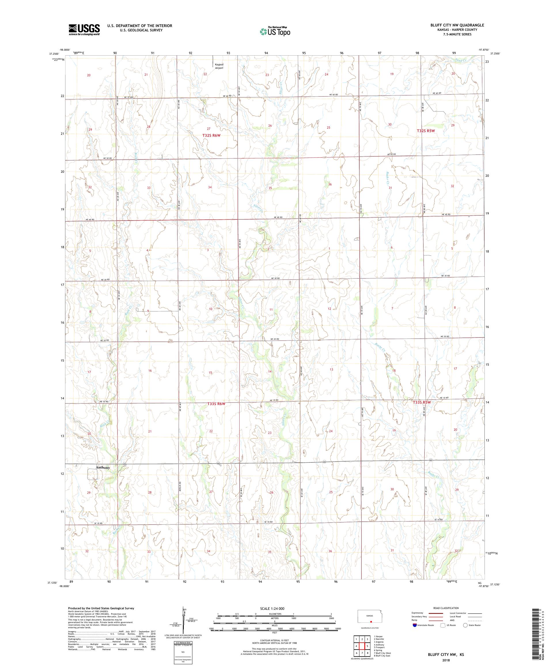 Bluff City NW Kansas US Topo Map – MyTopo Map Store