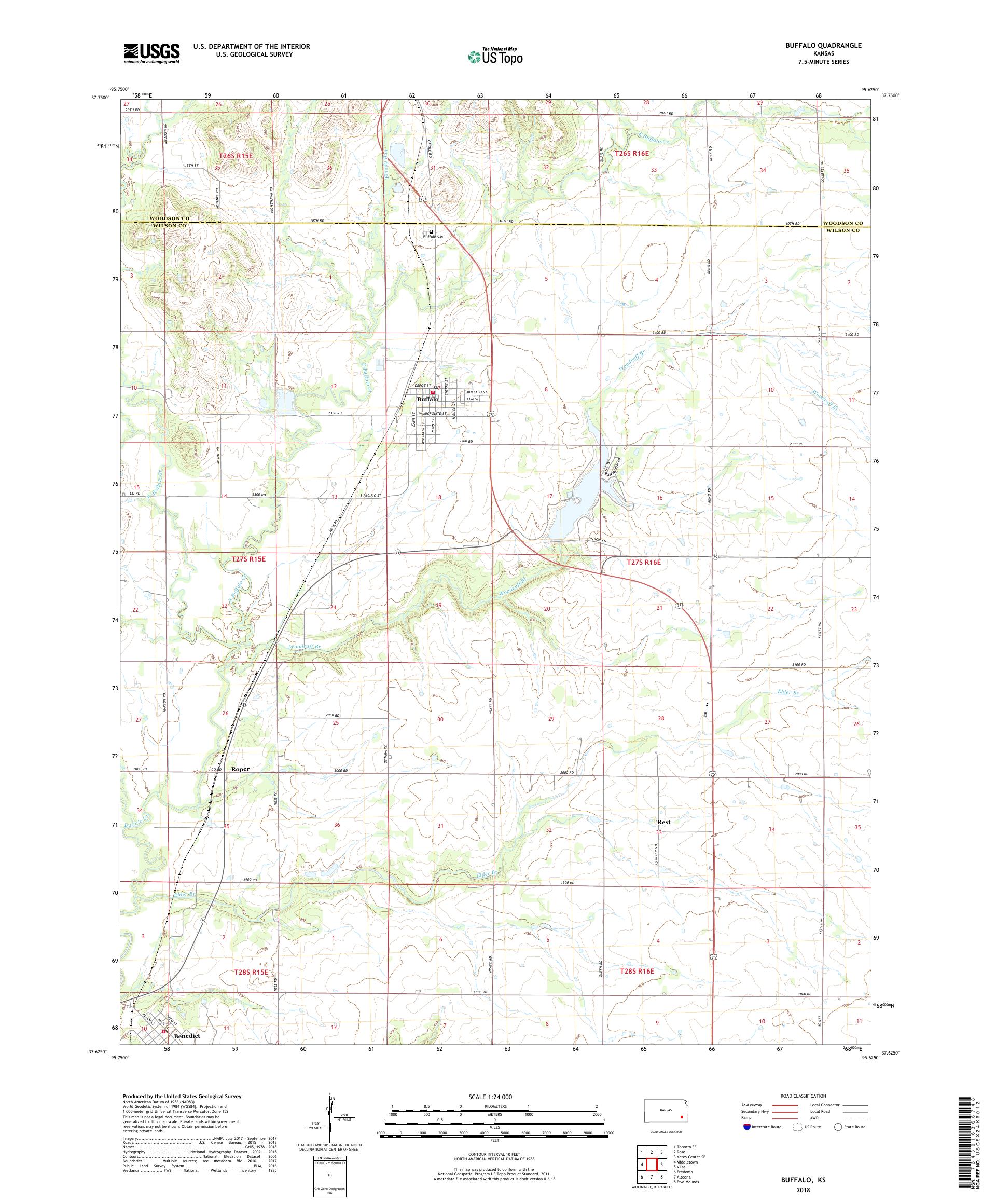 Buffalo Kansas US Topo Map – MyTopo Map Store