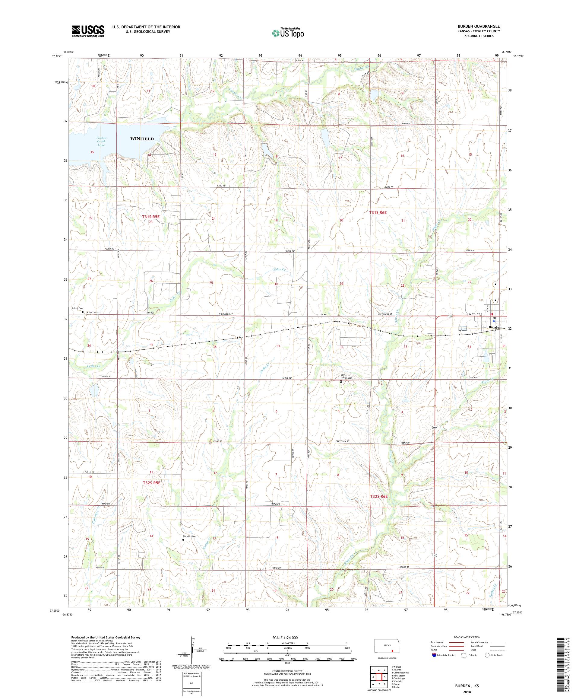 Burden Kansas US Topo Map – MyTopo Map Store