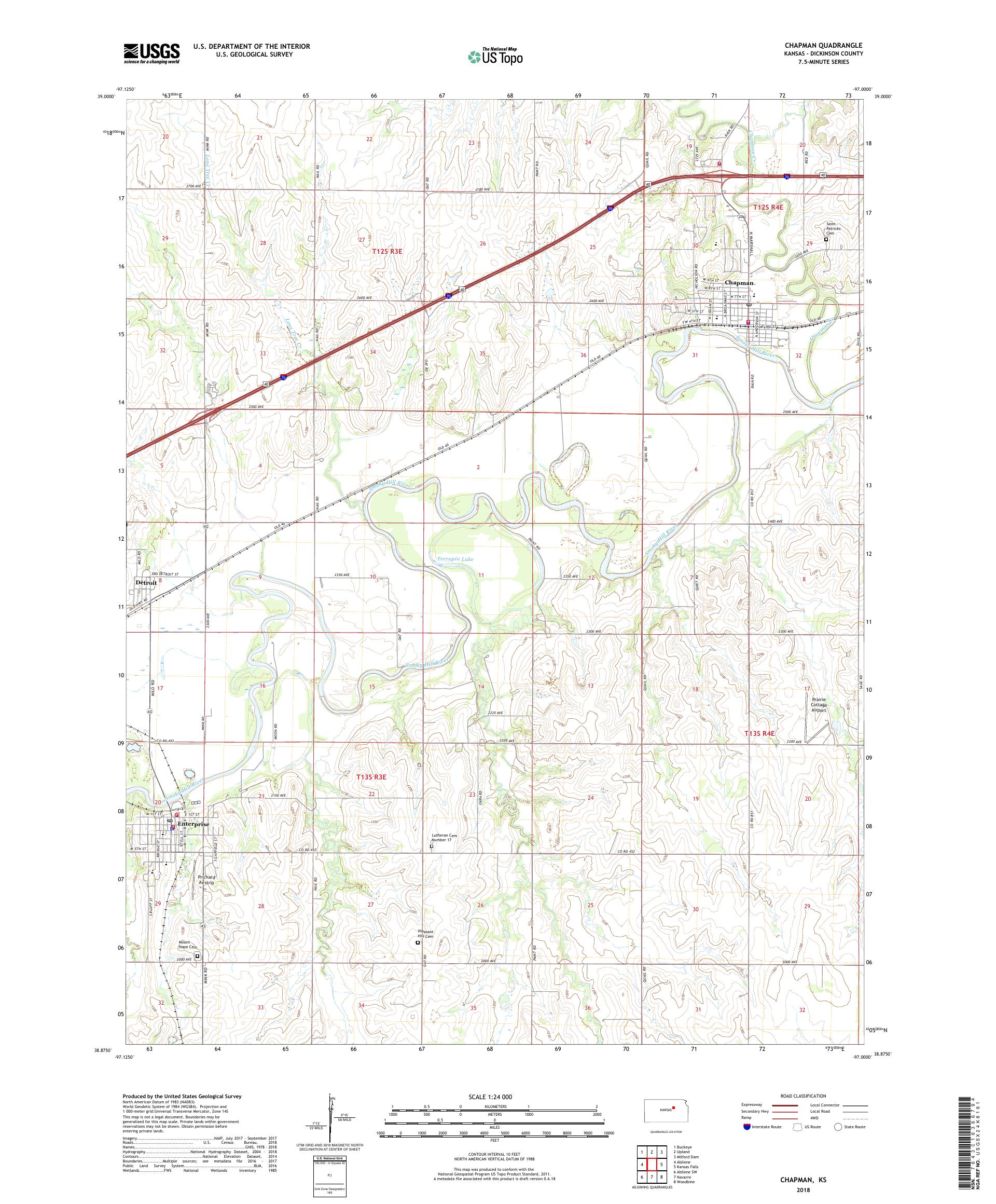 Chapman Kansas US Topo Map – MyTopo Map Store