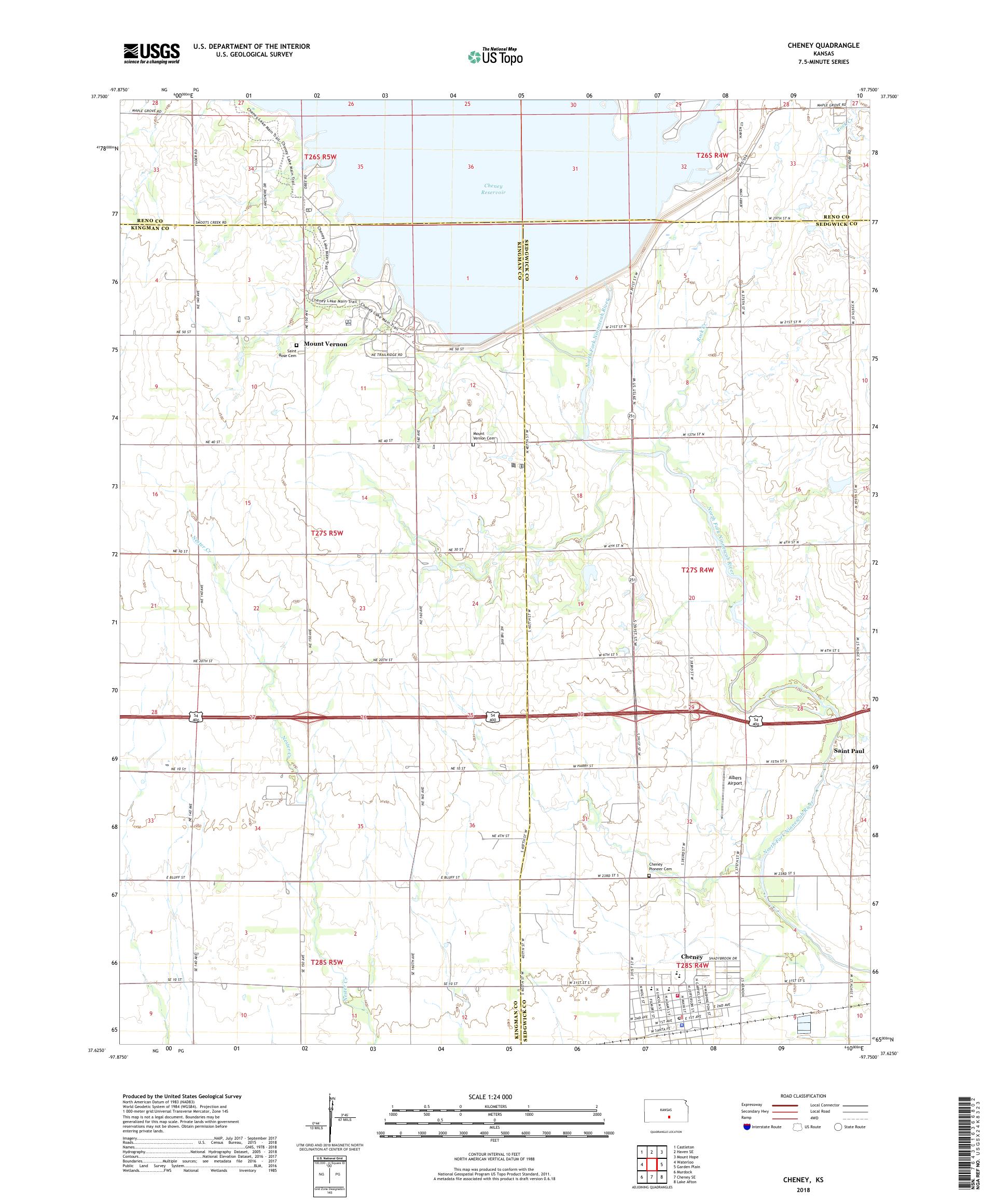 Cheney Kansas US Topo Map – MyTopo Map Store