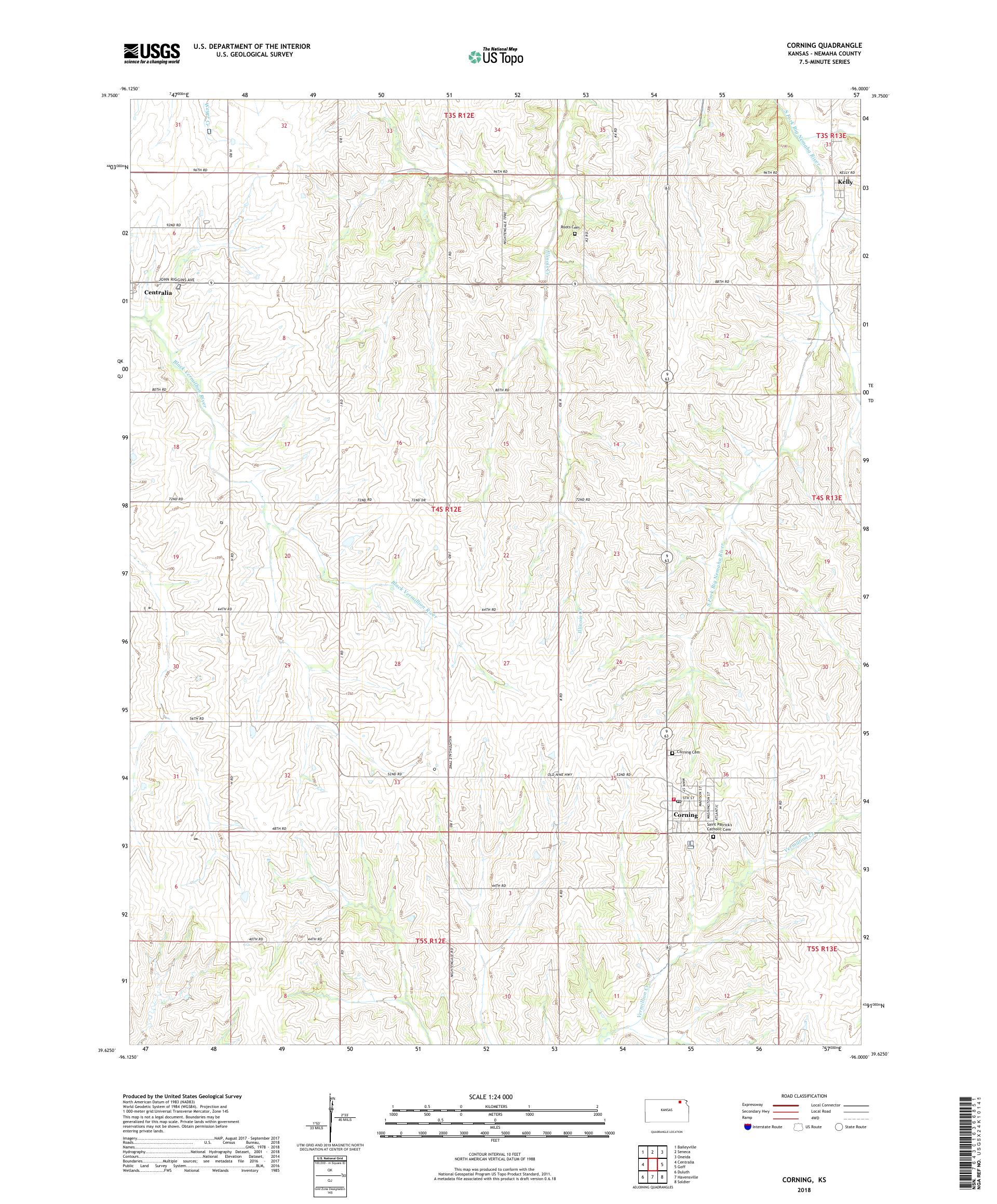 Corning Kansas US Topo Map – MyTopo Map Store