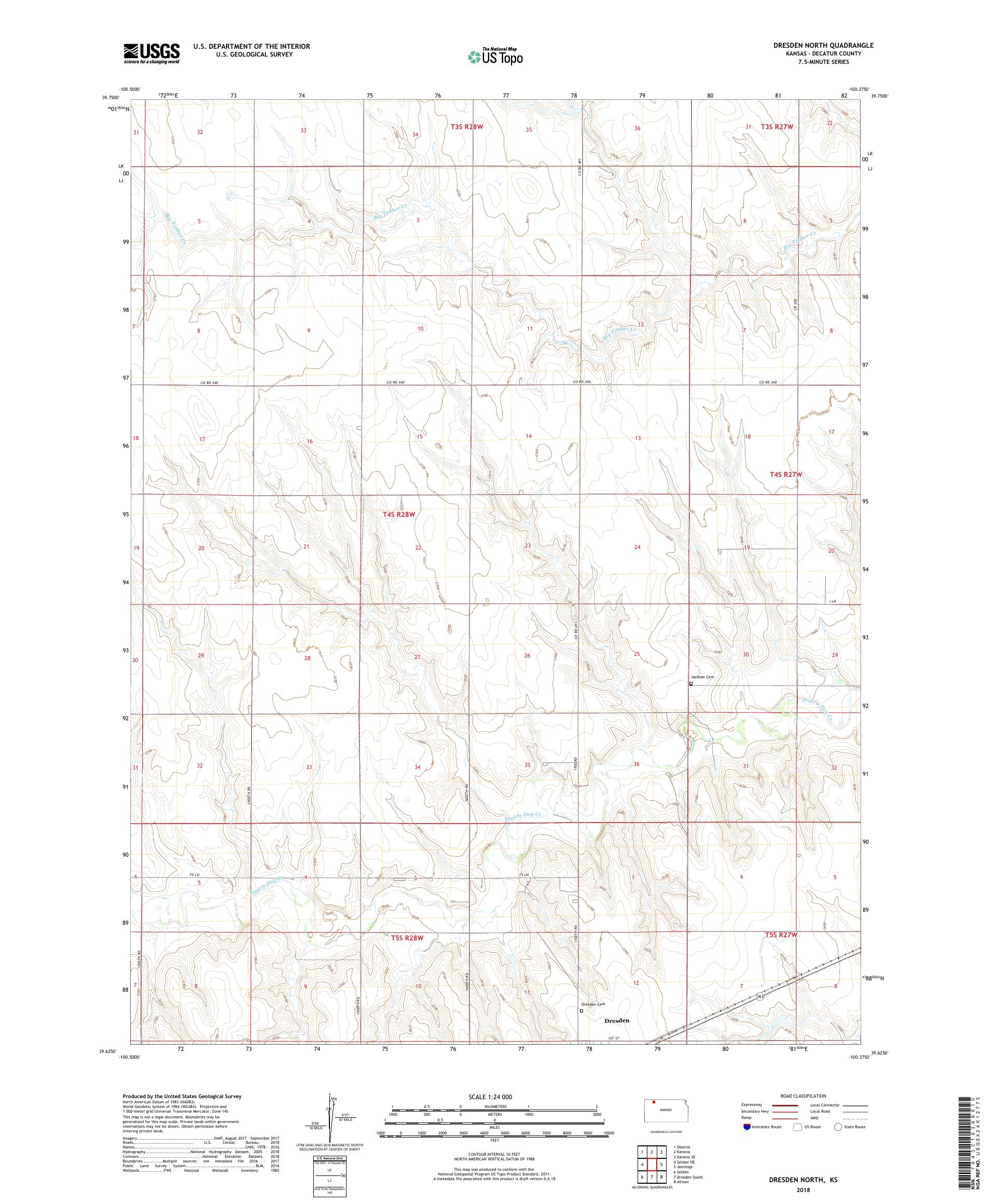 Dresden North Kansas US Topo Map – MyTopo Map Store