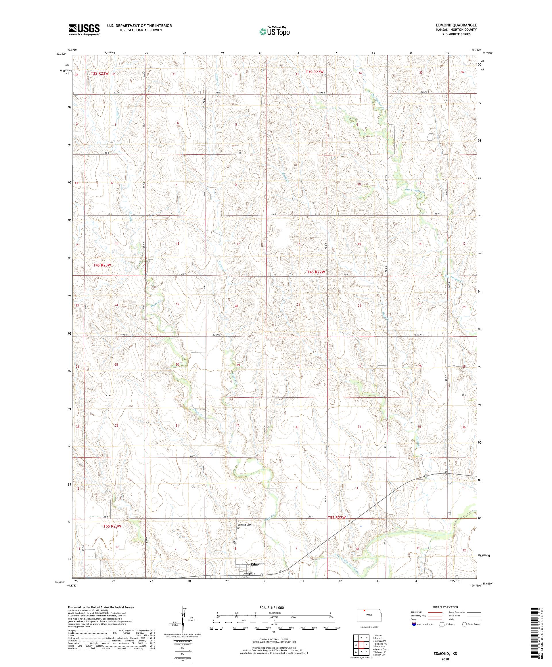 Edmond Kansas US Topo Map – MyTopo Map Store