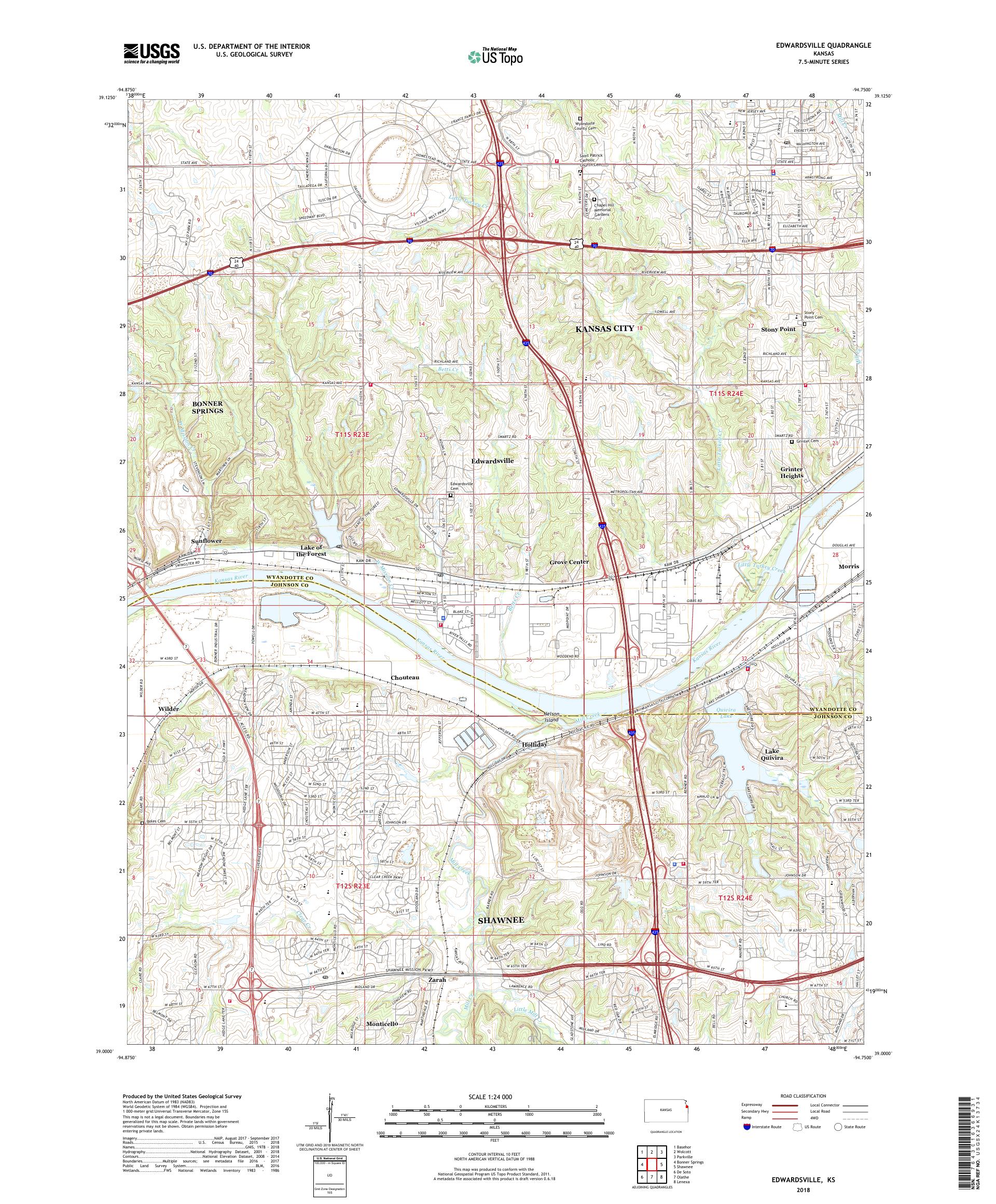Edwardsville Kansas US Topo Map – MyTopo Map Store