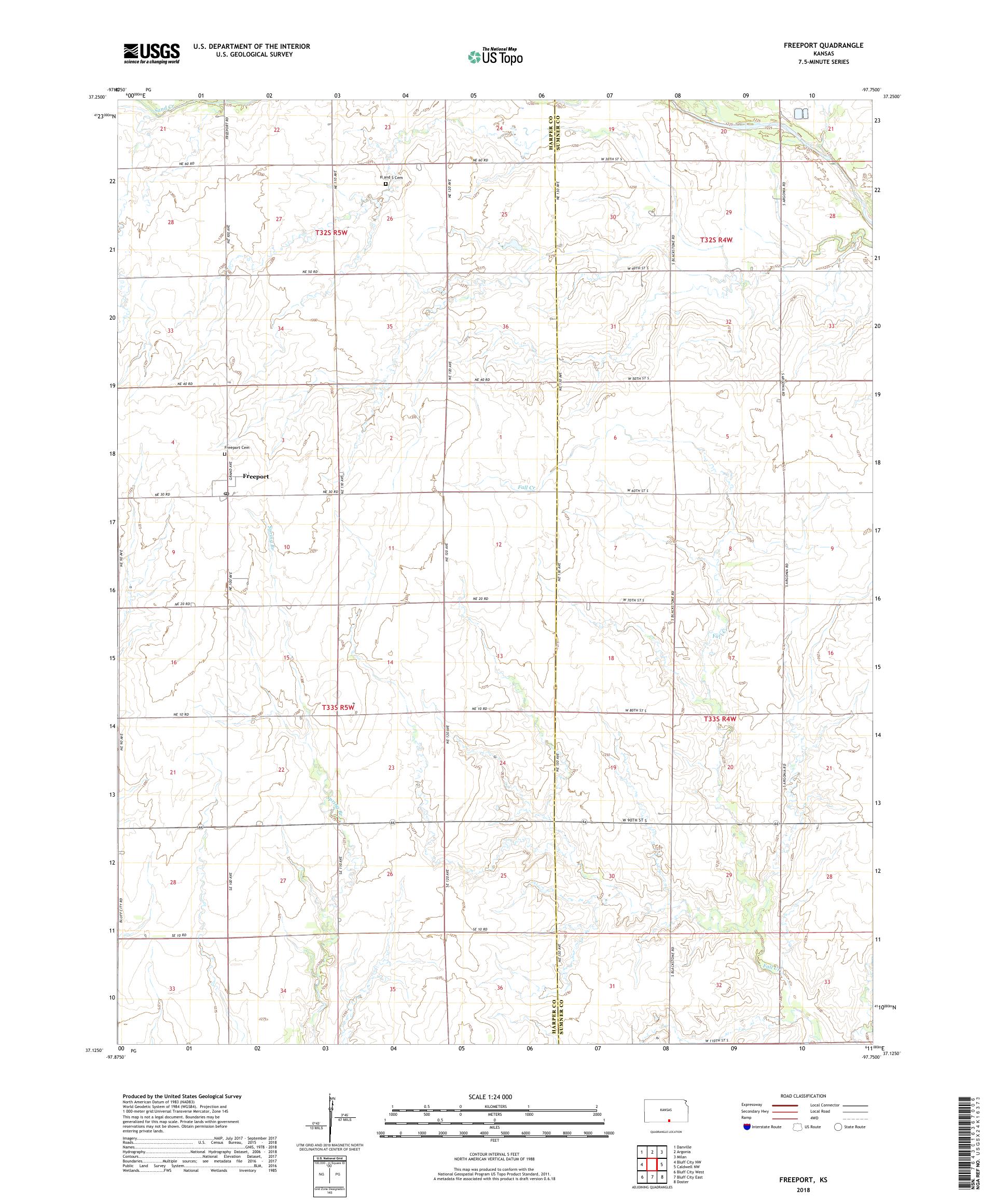 Freeport Kansas US Topo Map – MyTopo Map Store