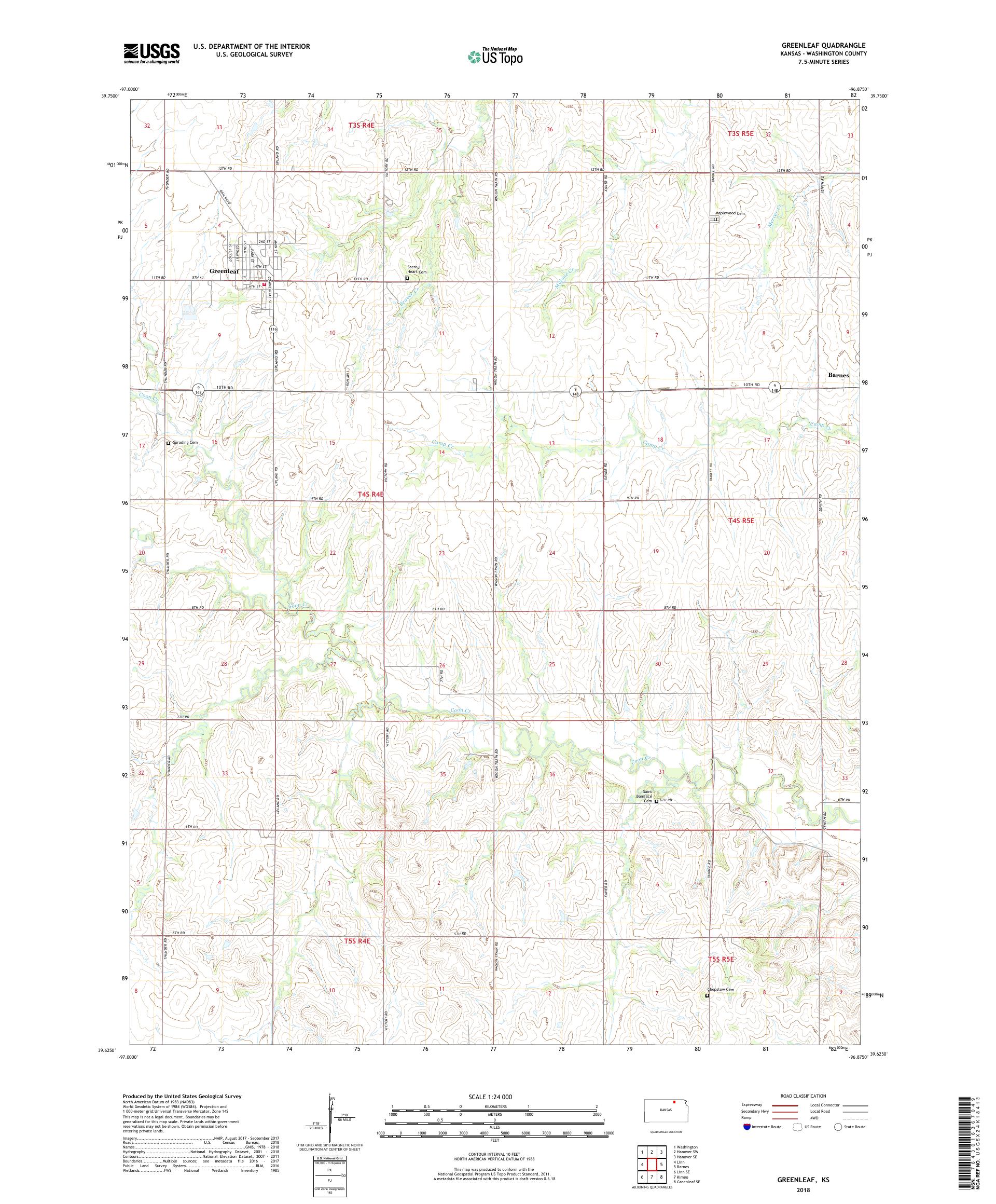 Greenleaf Kansas US Topo Map – MyTopo Map Store