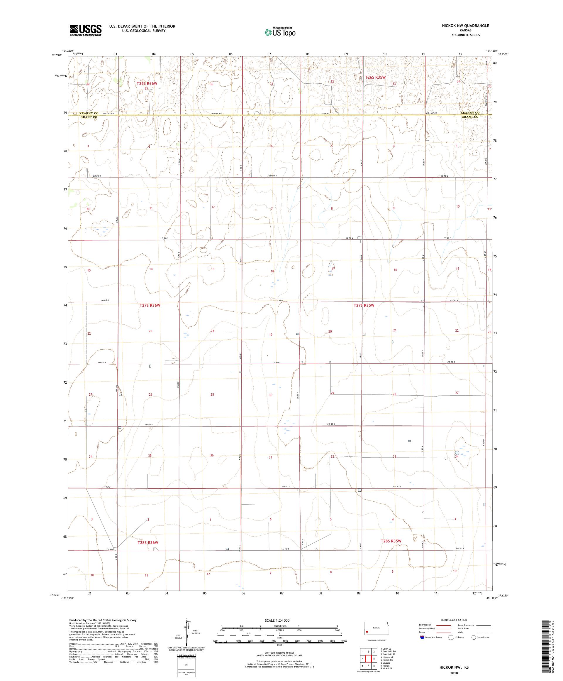 Hickok NW Kansas US Topo Map – MyTopo Map Store