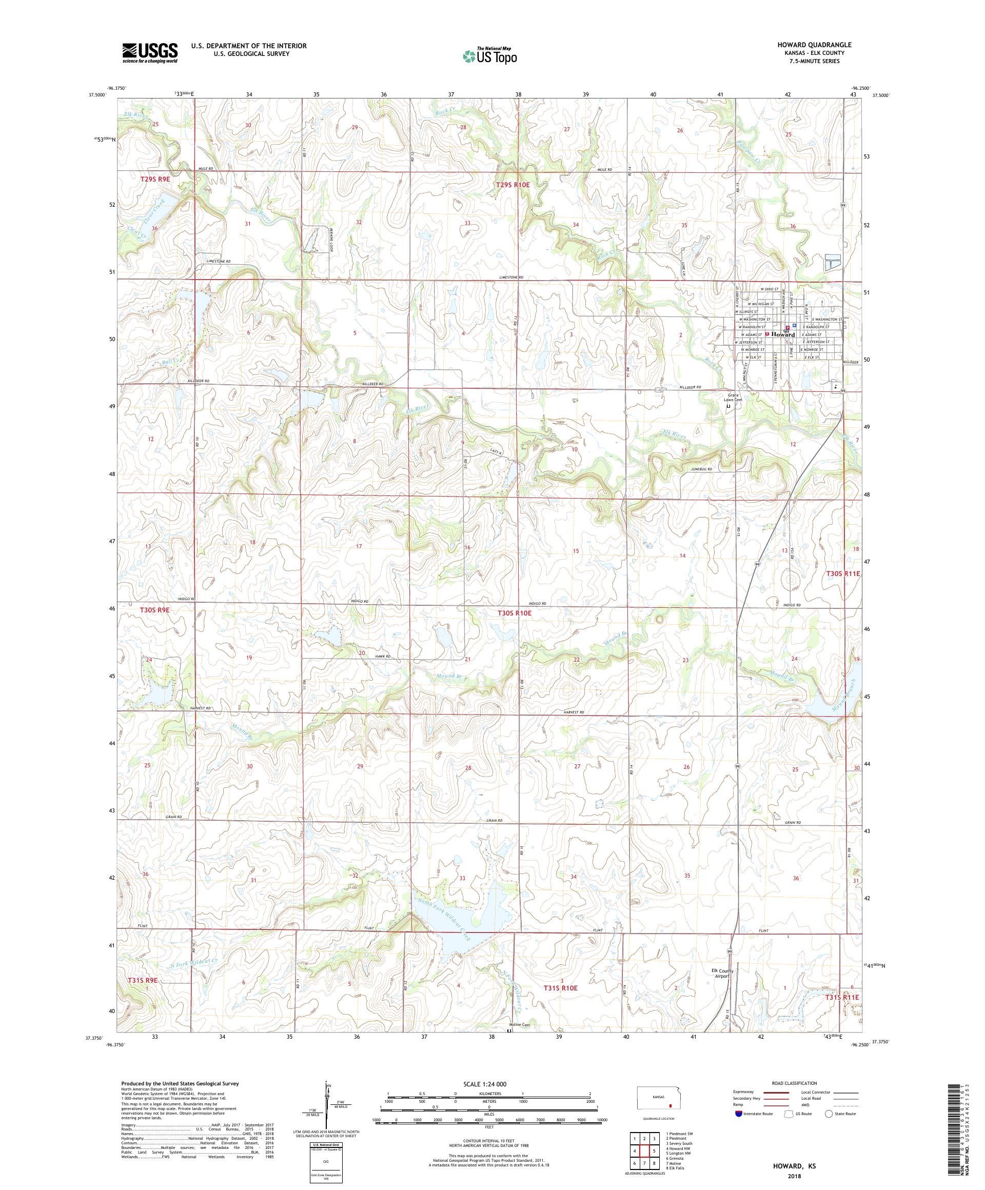 Howard Kansas US Topo Map – MyTopo Map Store