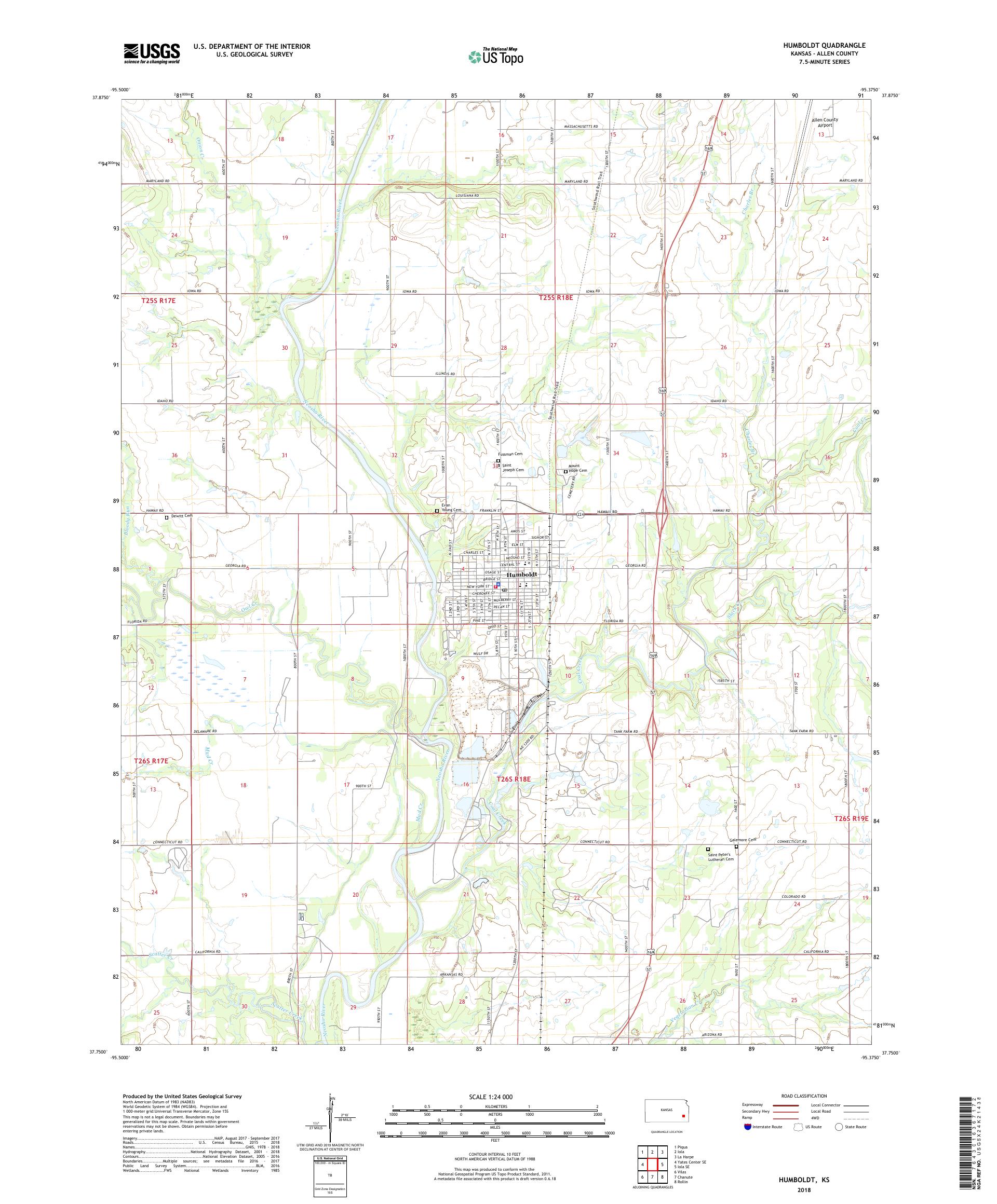 Humboldt Kansas US Topo Map – MyTopo Map Store