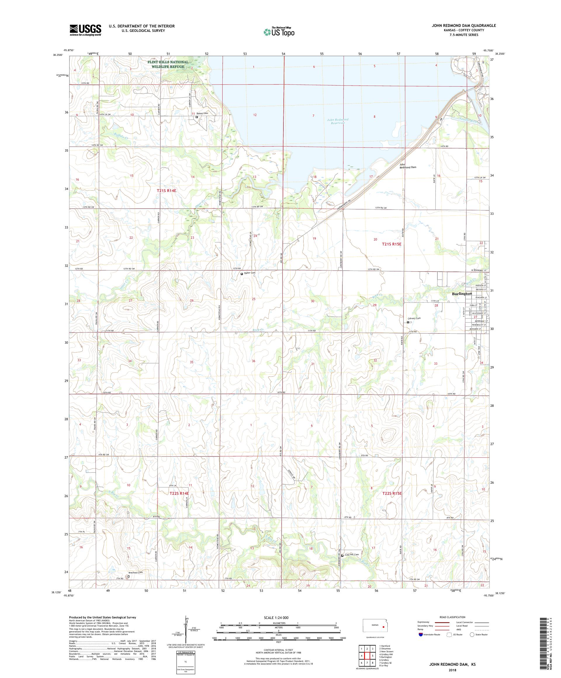 John Redmond Dam Kansas US Topo Map – MyTopo Map Store