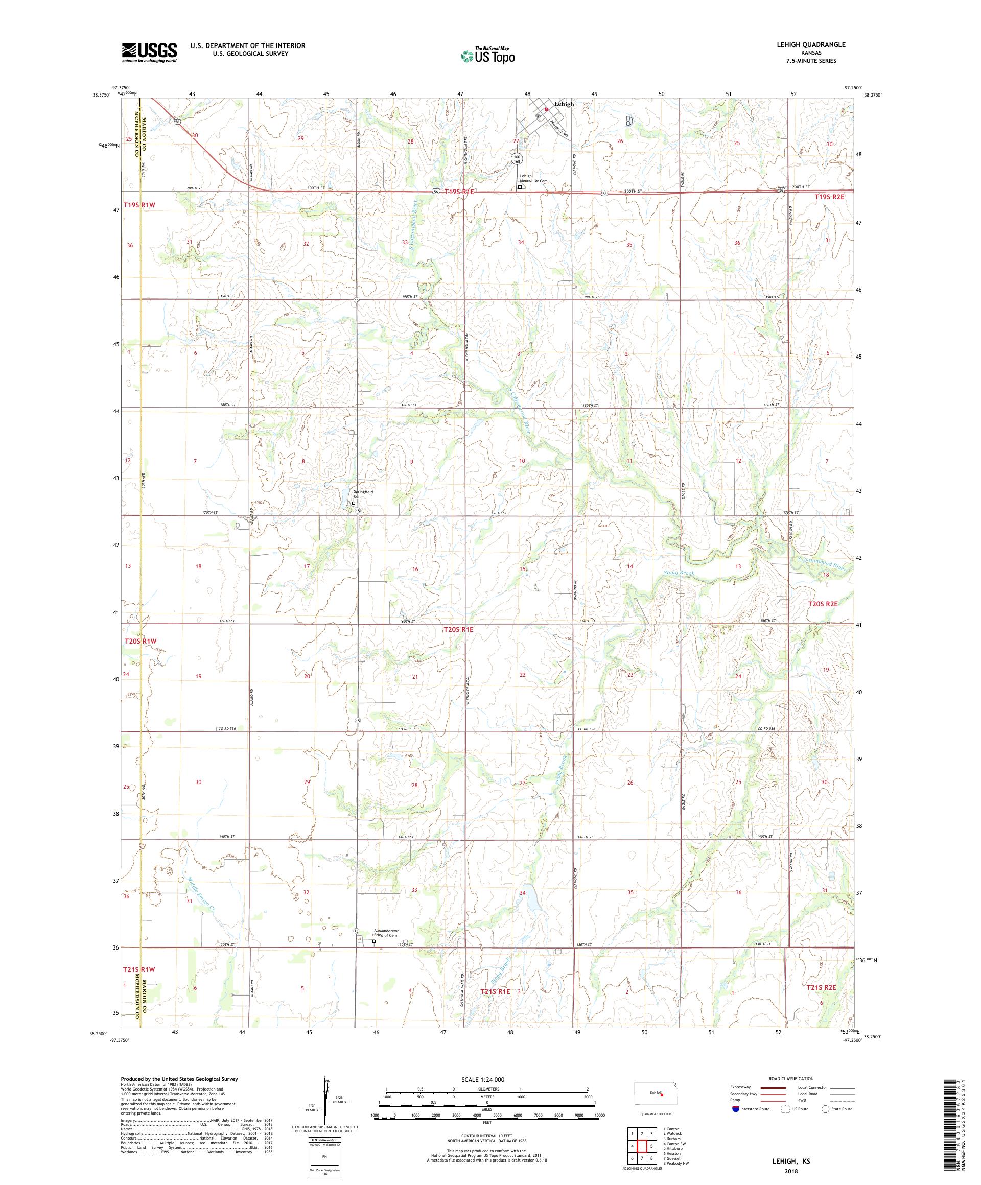 Lehigh Kansas US Topo Map – MyTopo Map Store