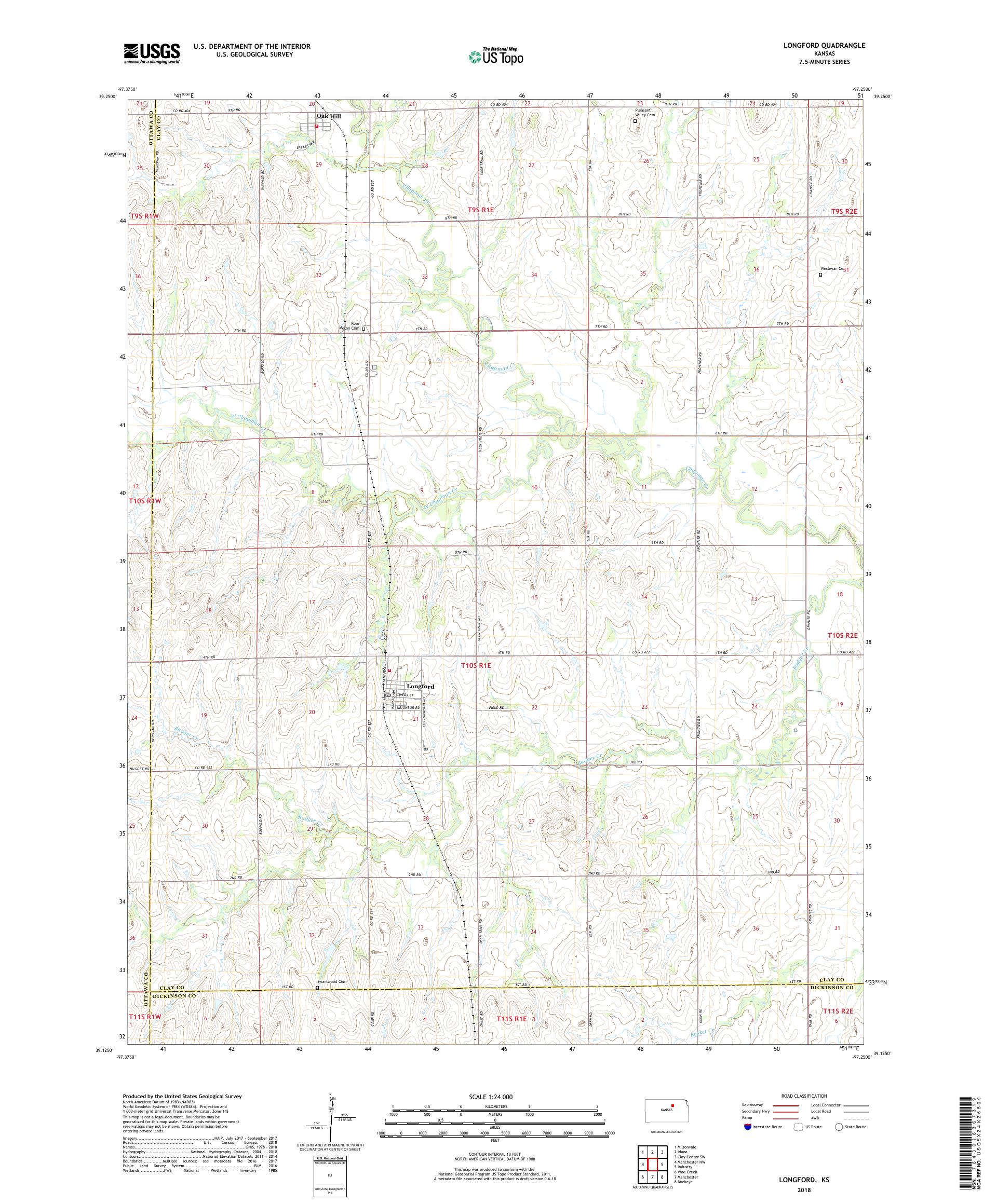 Longford Kansas US Topo Map – MyTopo Map Store