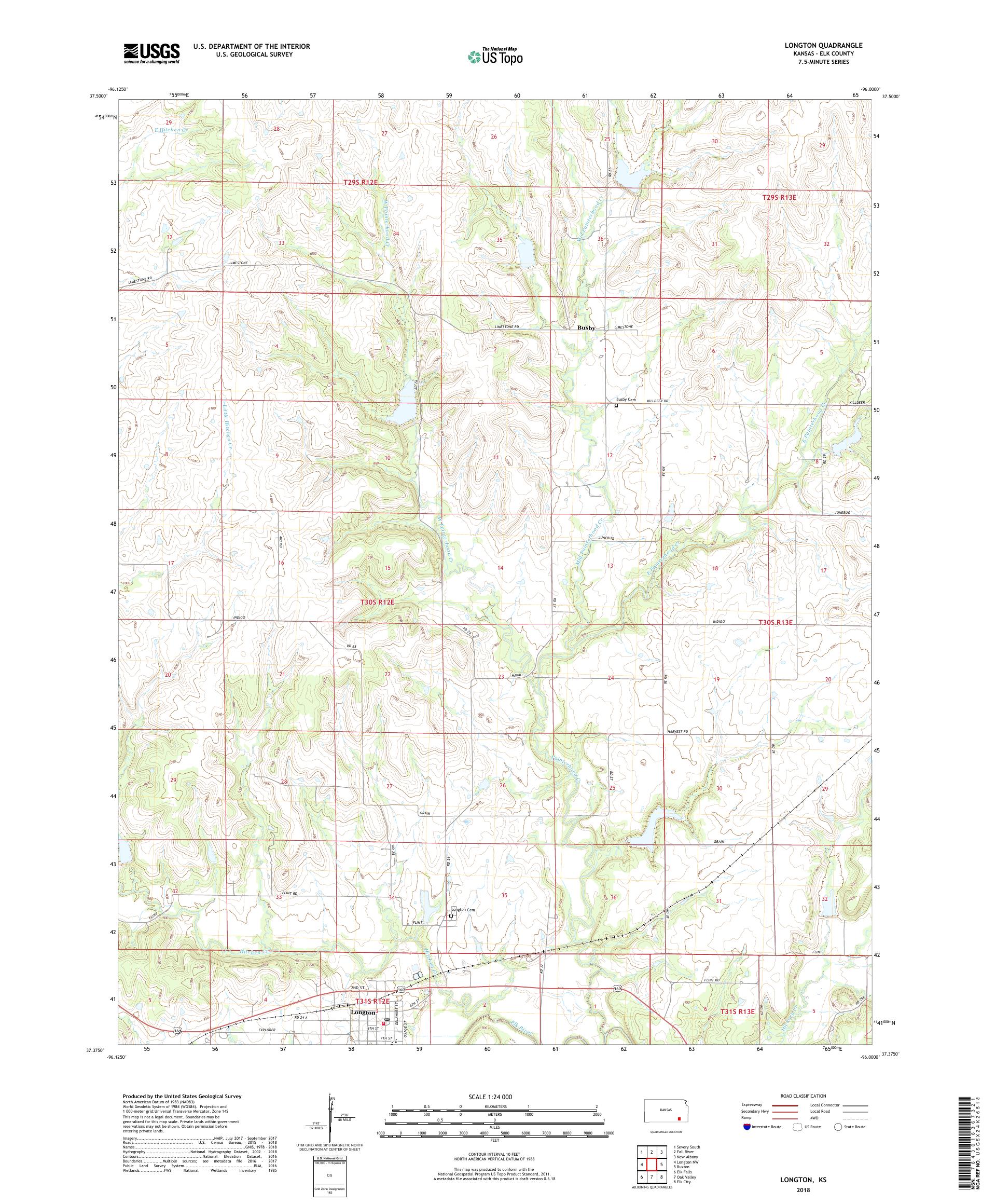 Longton Kansas US Topo Map – MyTopo Map Store