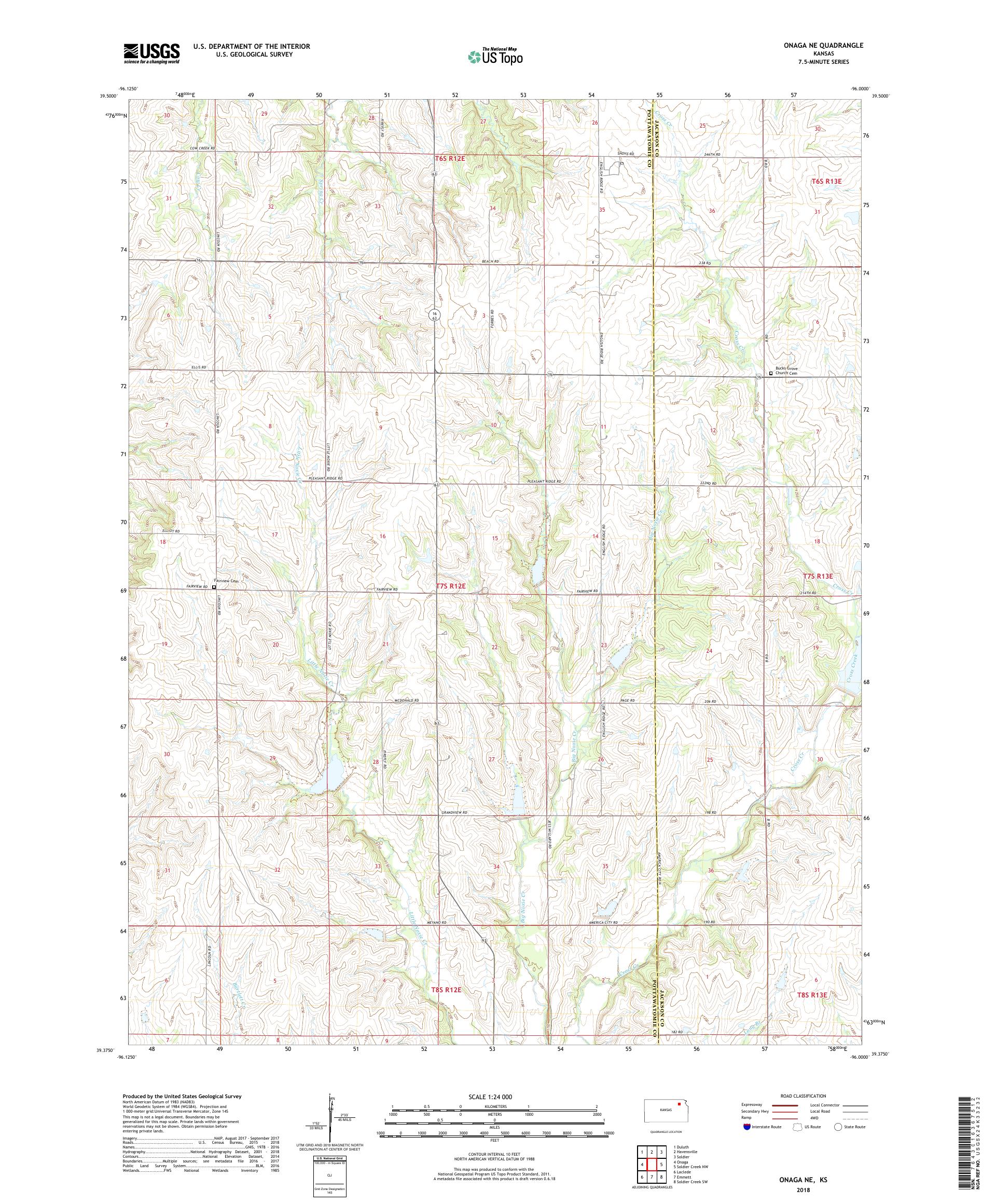 Onaga NE Kansas US Topo Map – MyTopo Map Store
