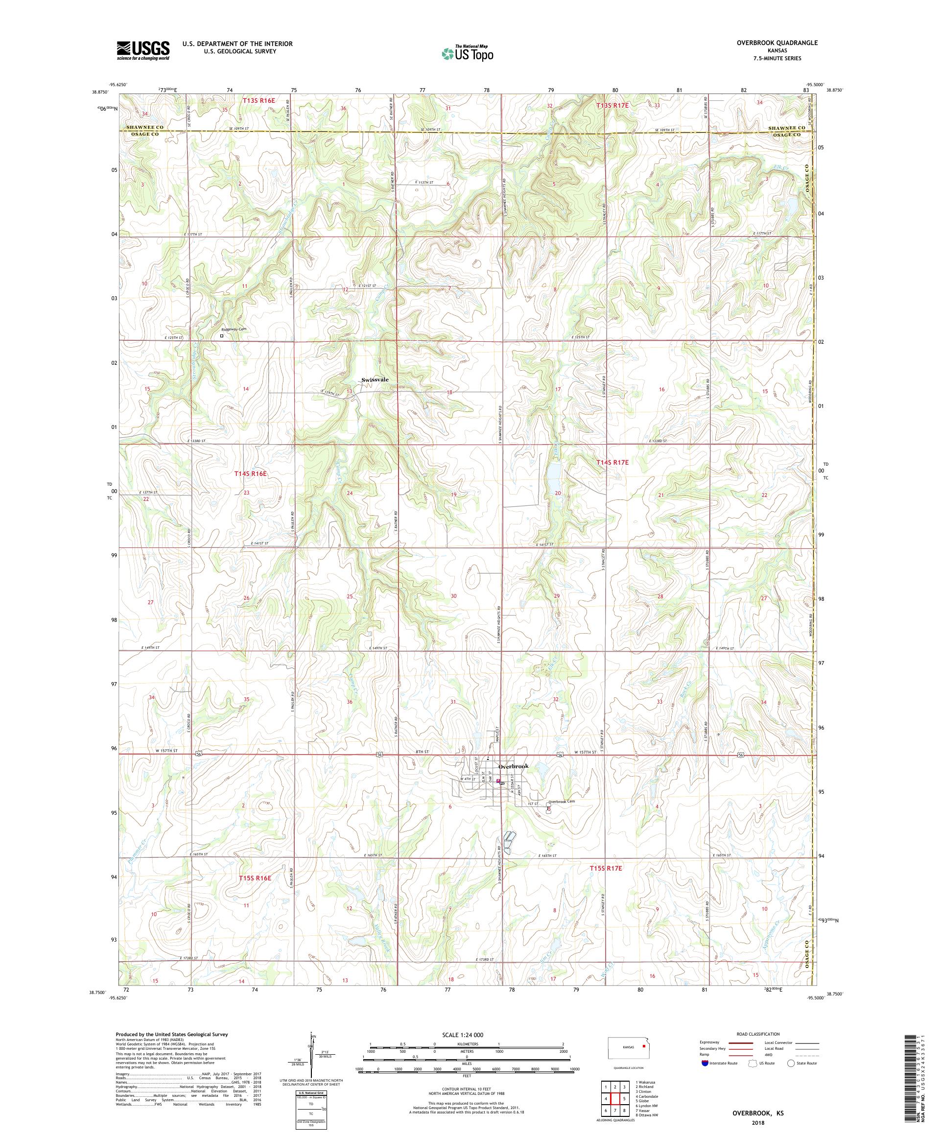 Overbrook Kansas US Topo Map – MyTopo Map Store