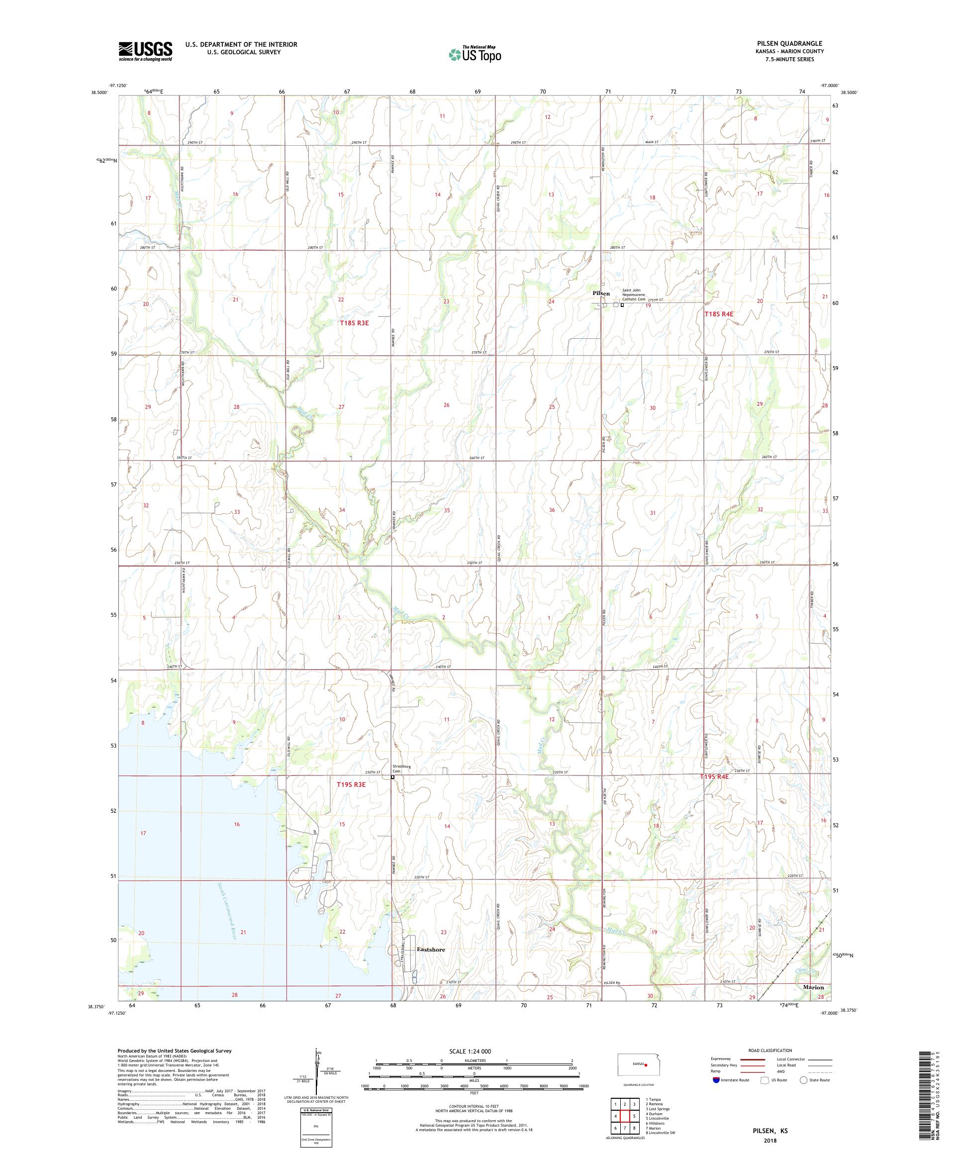 Pilsen Kansas US Topo Map – MyTopo Map Store