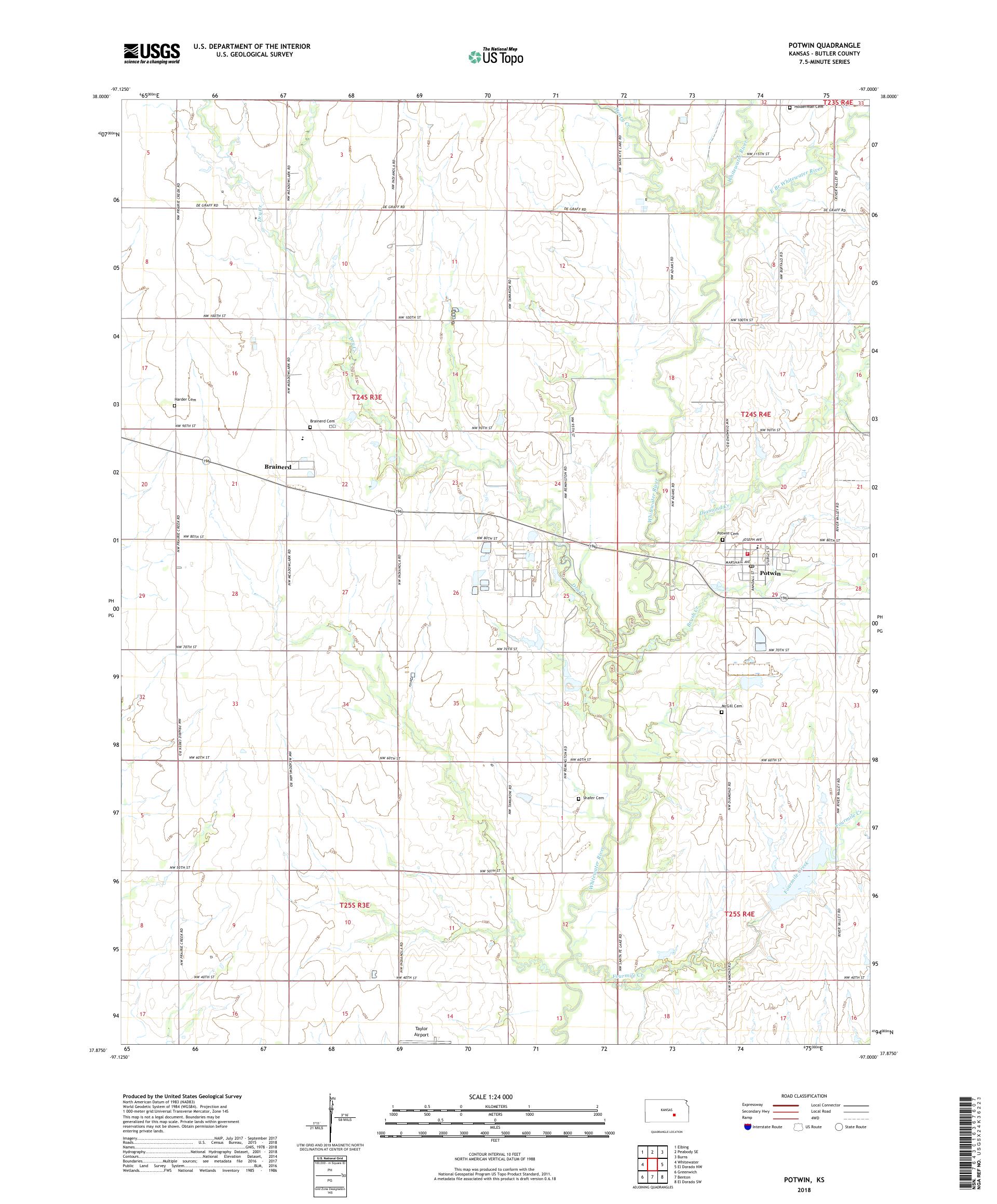 Potwin Kansas US Topo Map – MyTopo Map Store