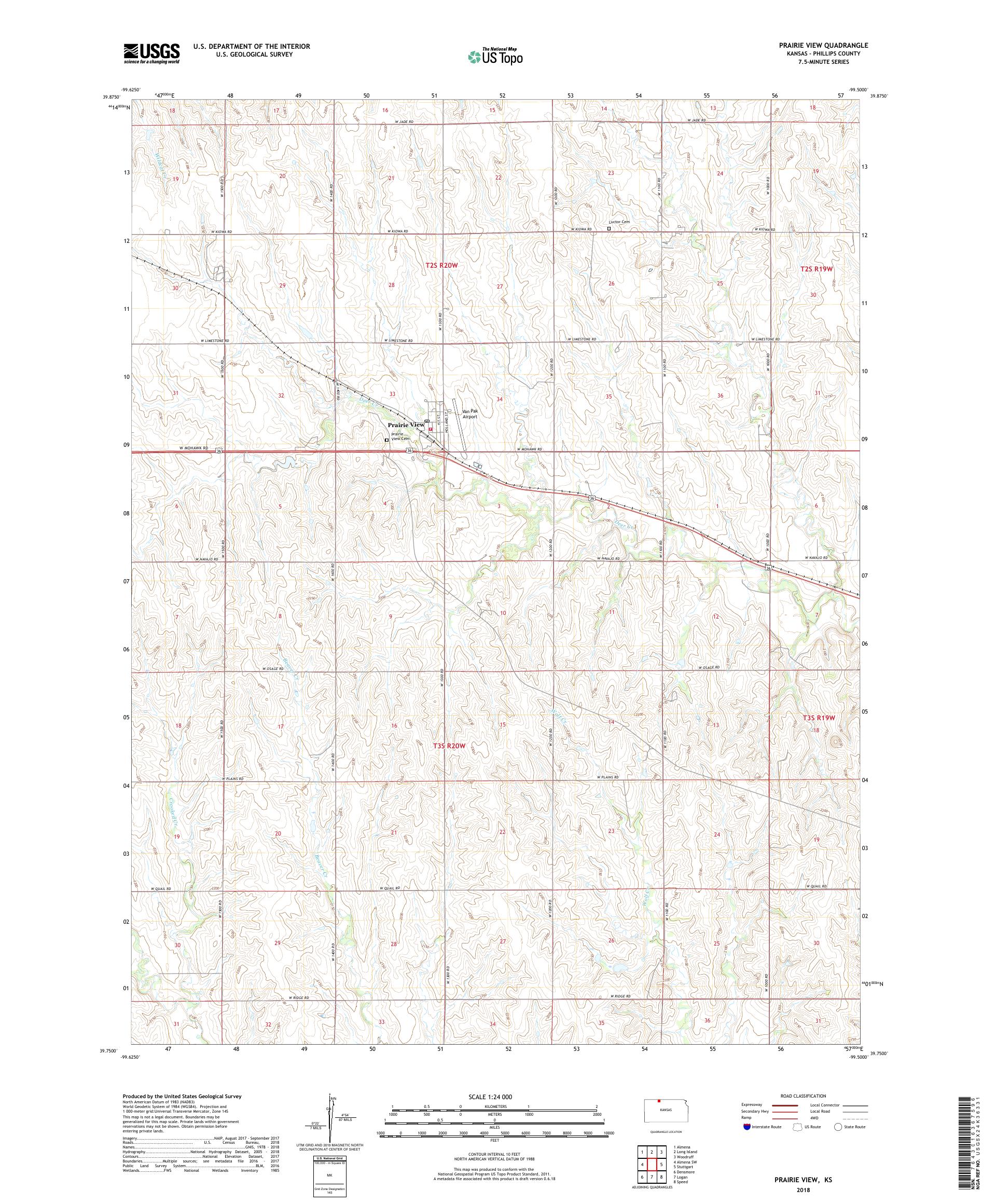 Prairie View Kansas US Topo Map – MyTopo Map Store