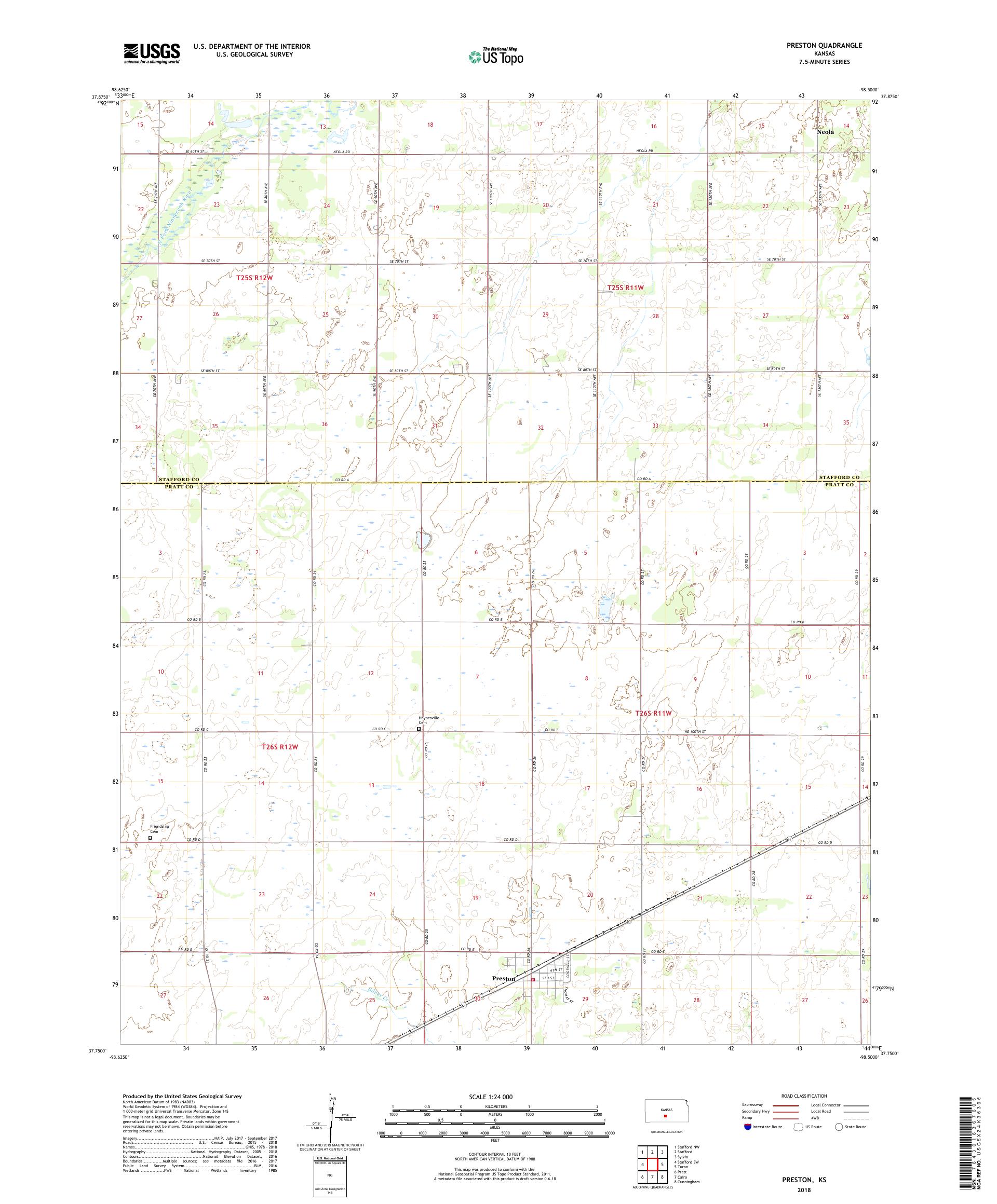 Preston Kansas US Topo Map – MyTopo Map Store
