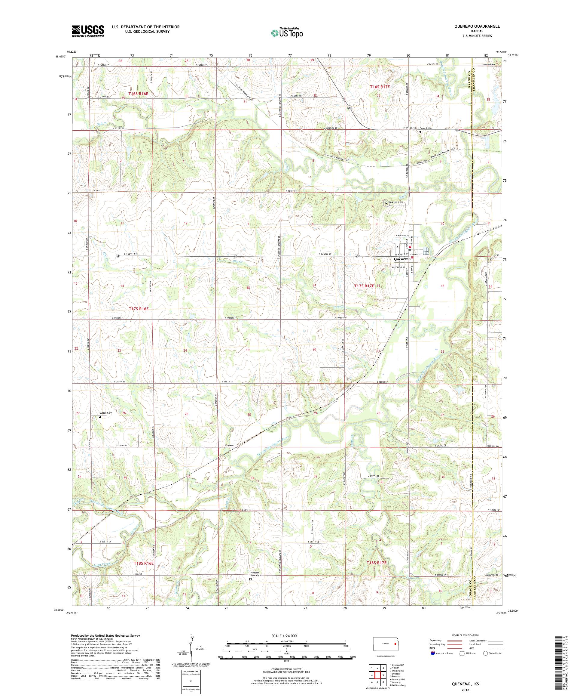 Quenemo Kansas US Topo Map – MyTopo Map Store