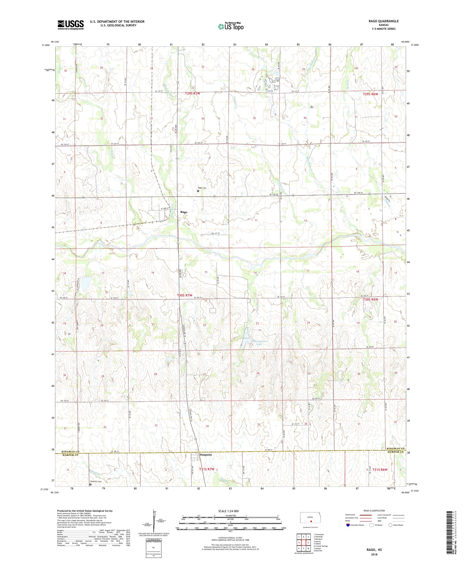 Rago Kansas US Topo Map – MyTopo Map Store