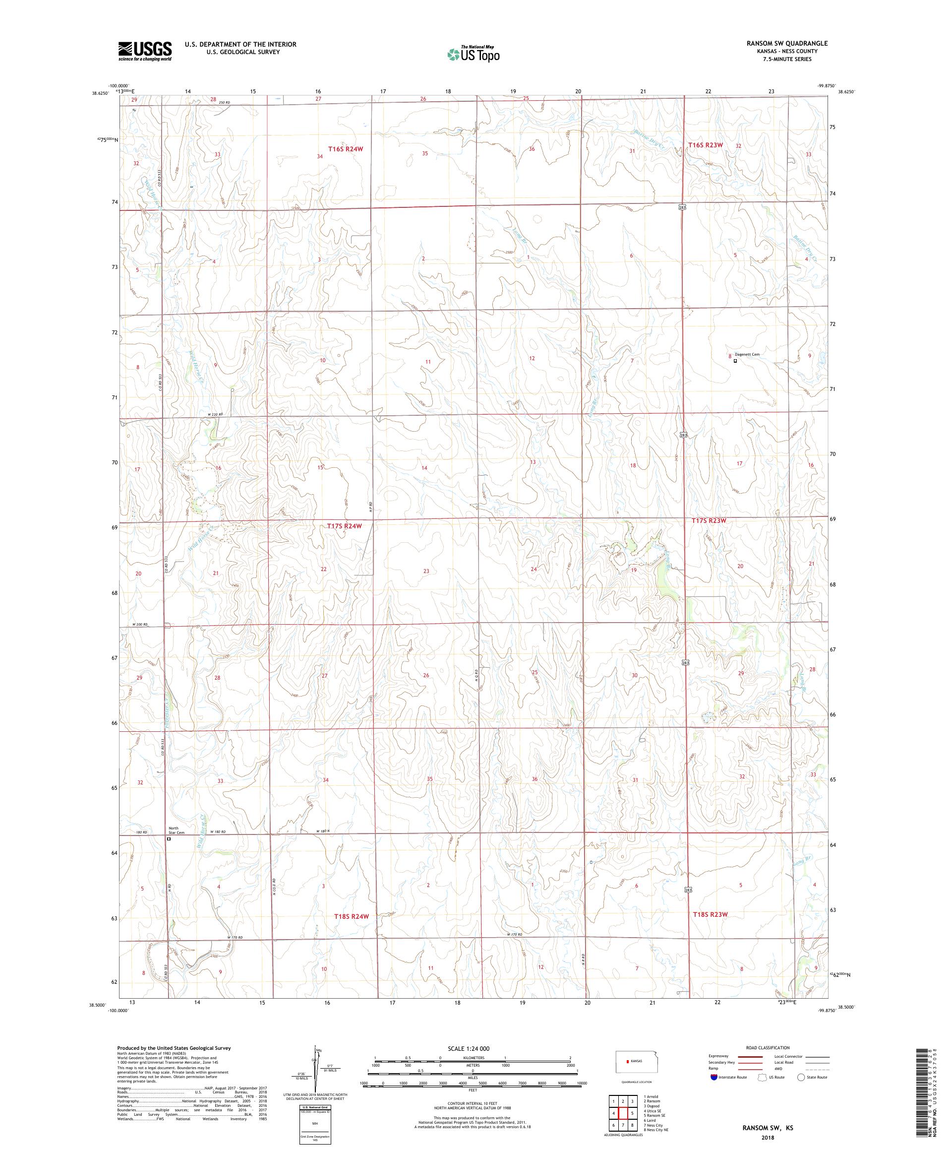 Ransom SW Kansas US Topo Map – MyTopo Map Store