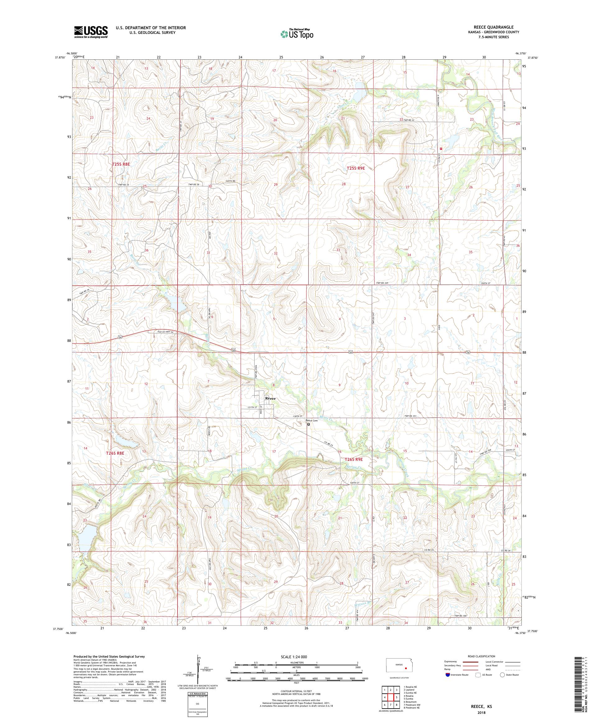 Reece Kansas US Topo Map – MyTopo Map Store
