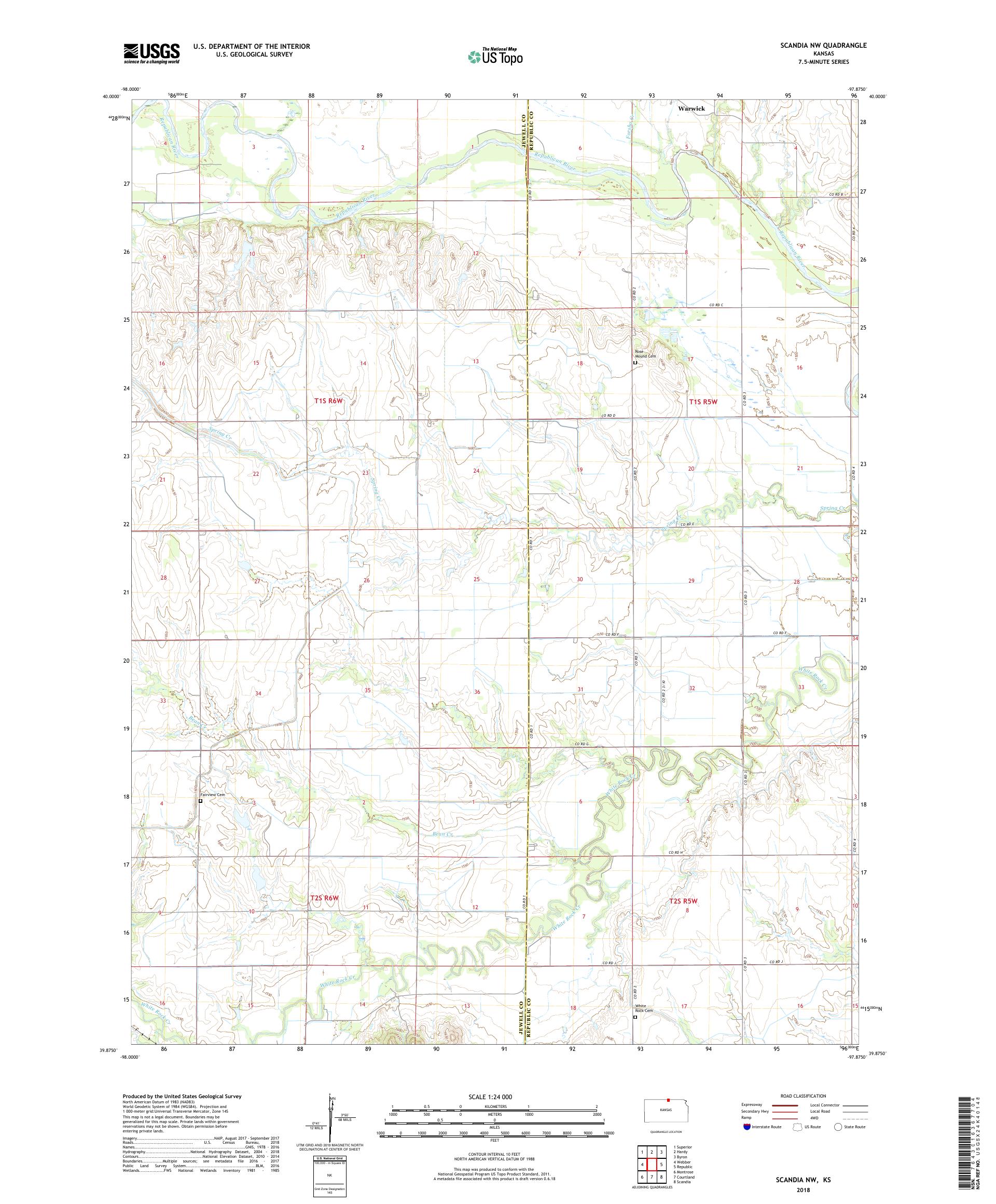 Scandia NW Kansas US Topo Map – MyTopo Map Store