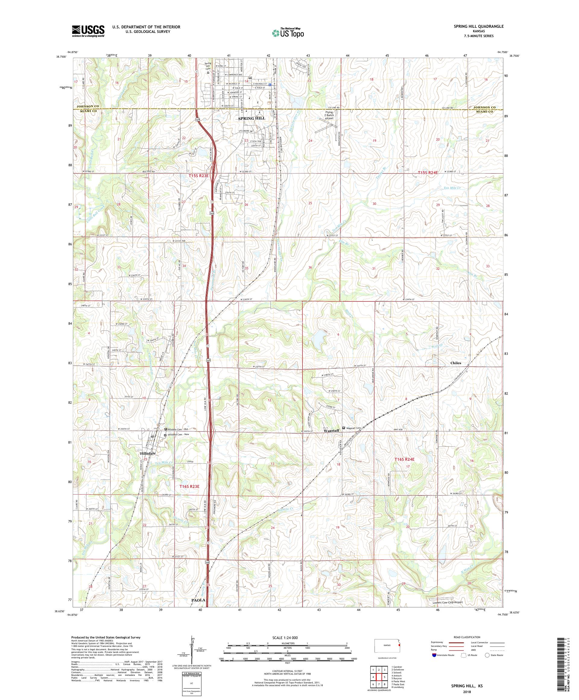 Spring Hill Kansas US Topo Map – MyTopo Map Store
