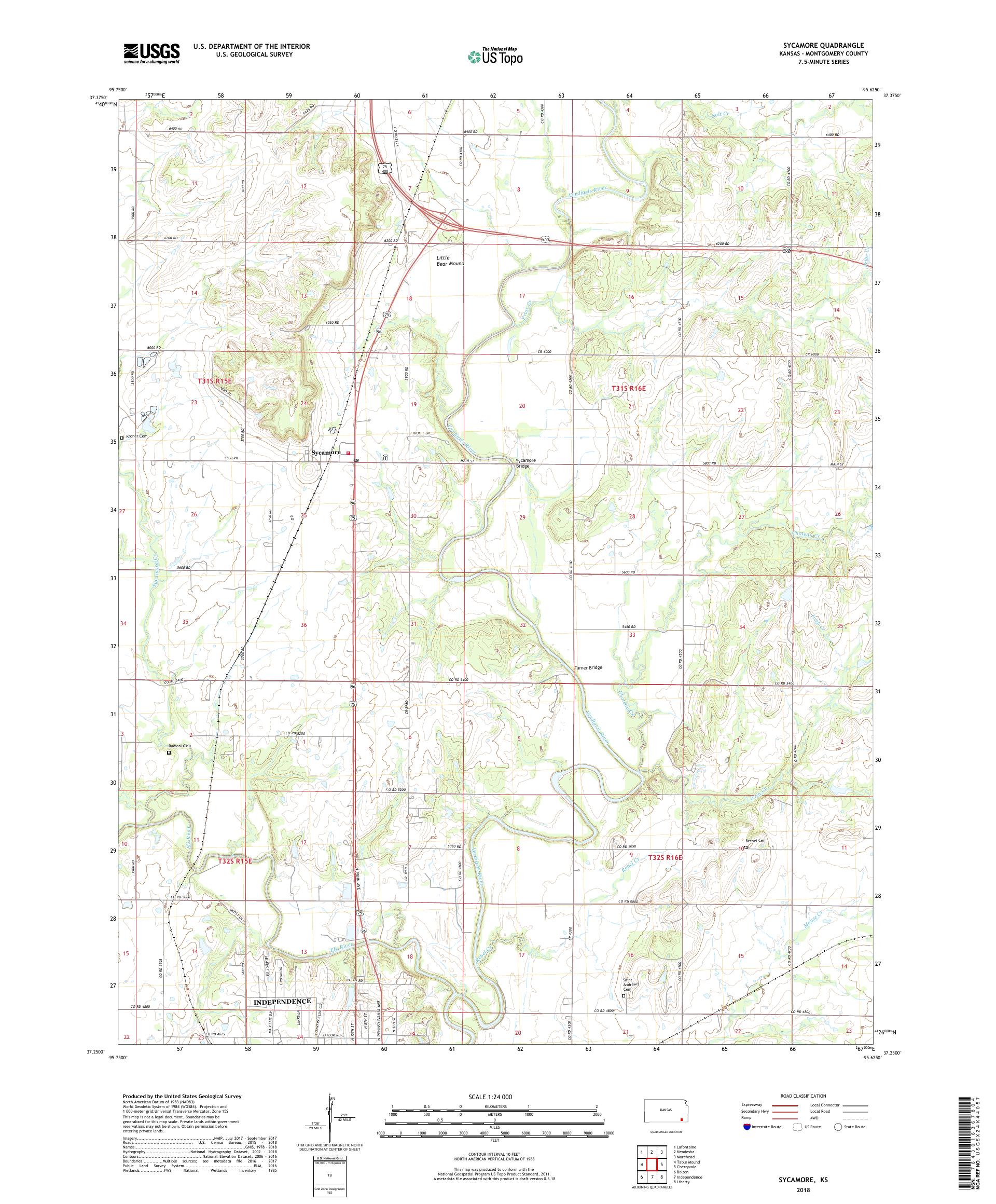 Sycamore Kansas US Topo Map – MyTopo Map Store