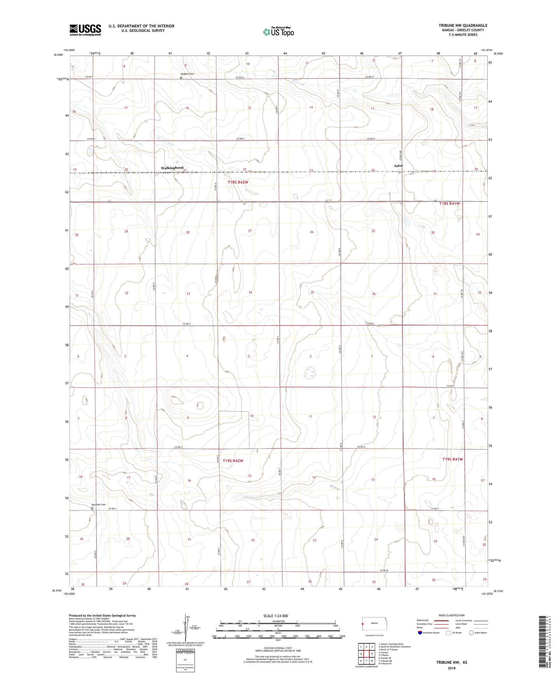 Tribune NW Kansas US Topo Map – MyTopo Map Store