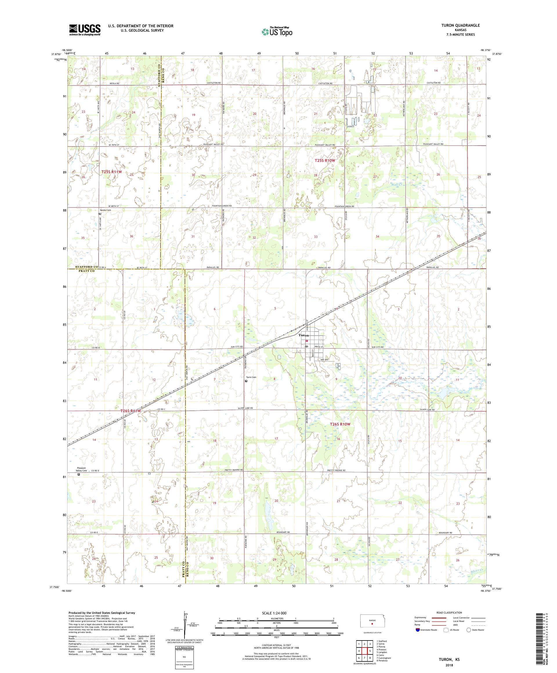 Turon Kansas US Topo Map – MyTopo Map Store