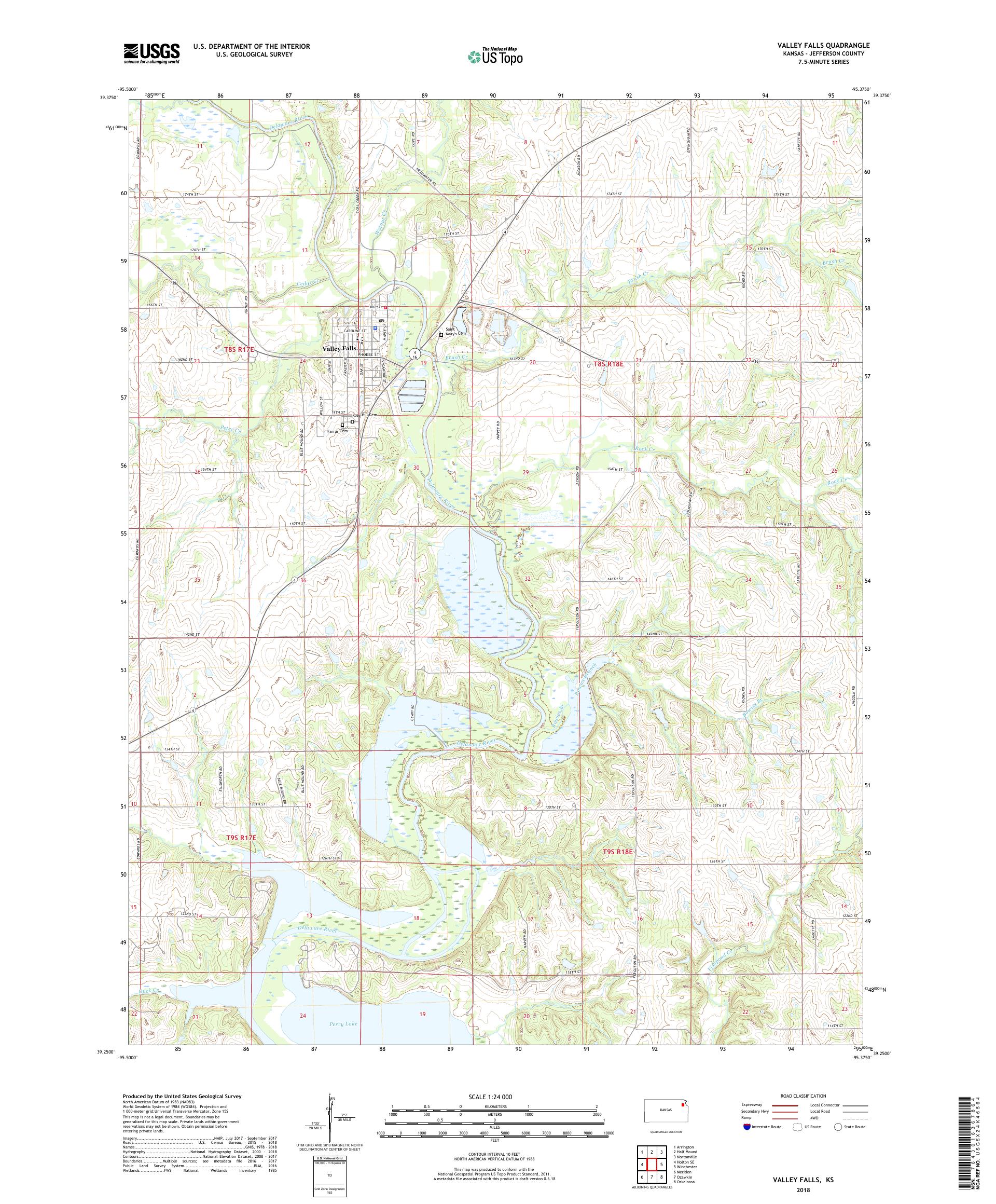 Valley Falls Kansas US Topo Map – MyTopo Map Store
