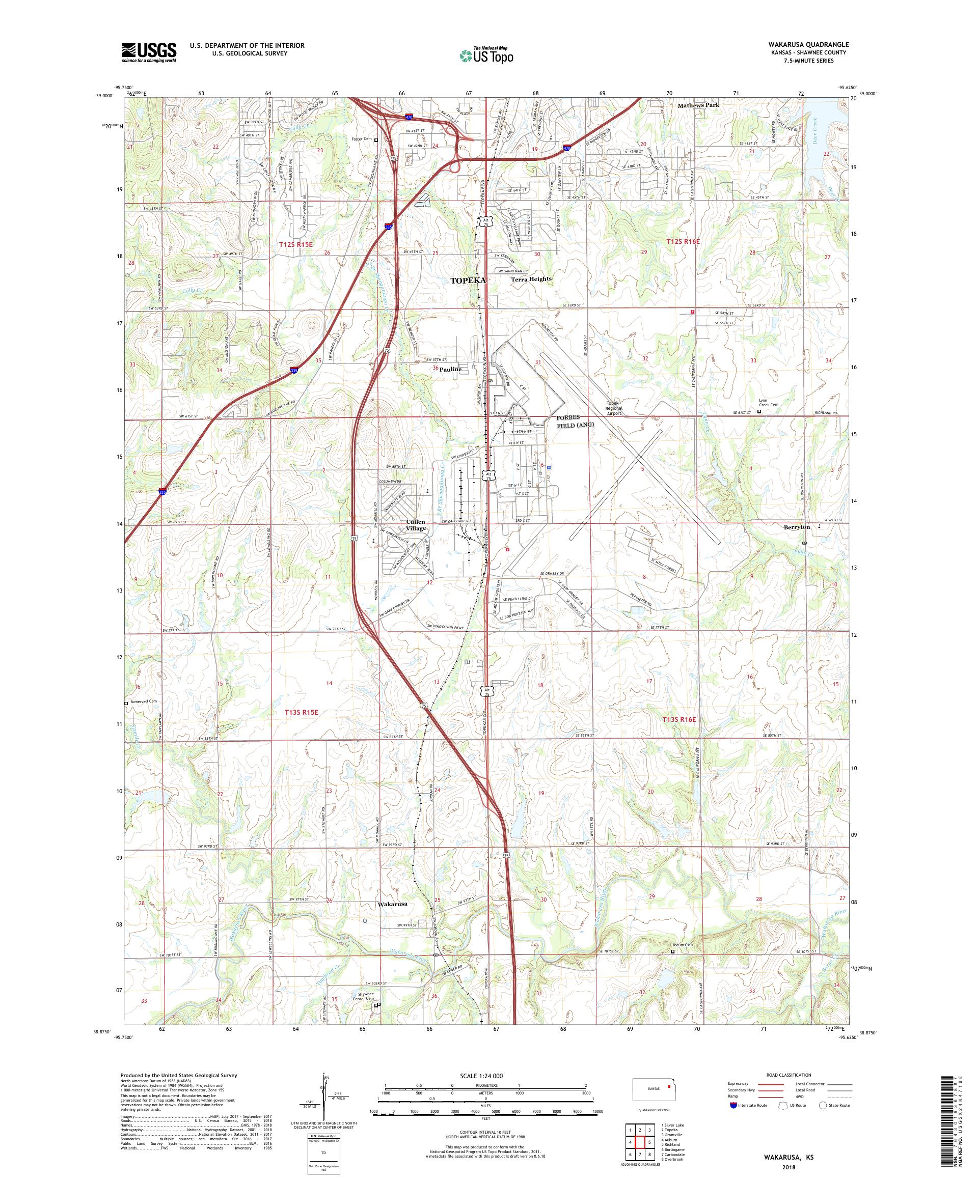 Wakarusa Kansas US Topo Map – MyTopo Map Store