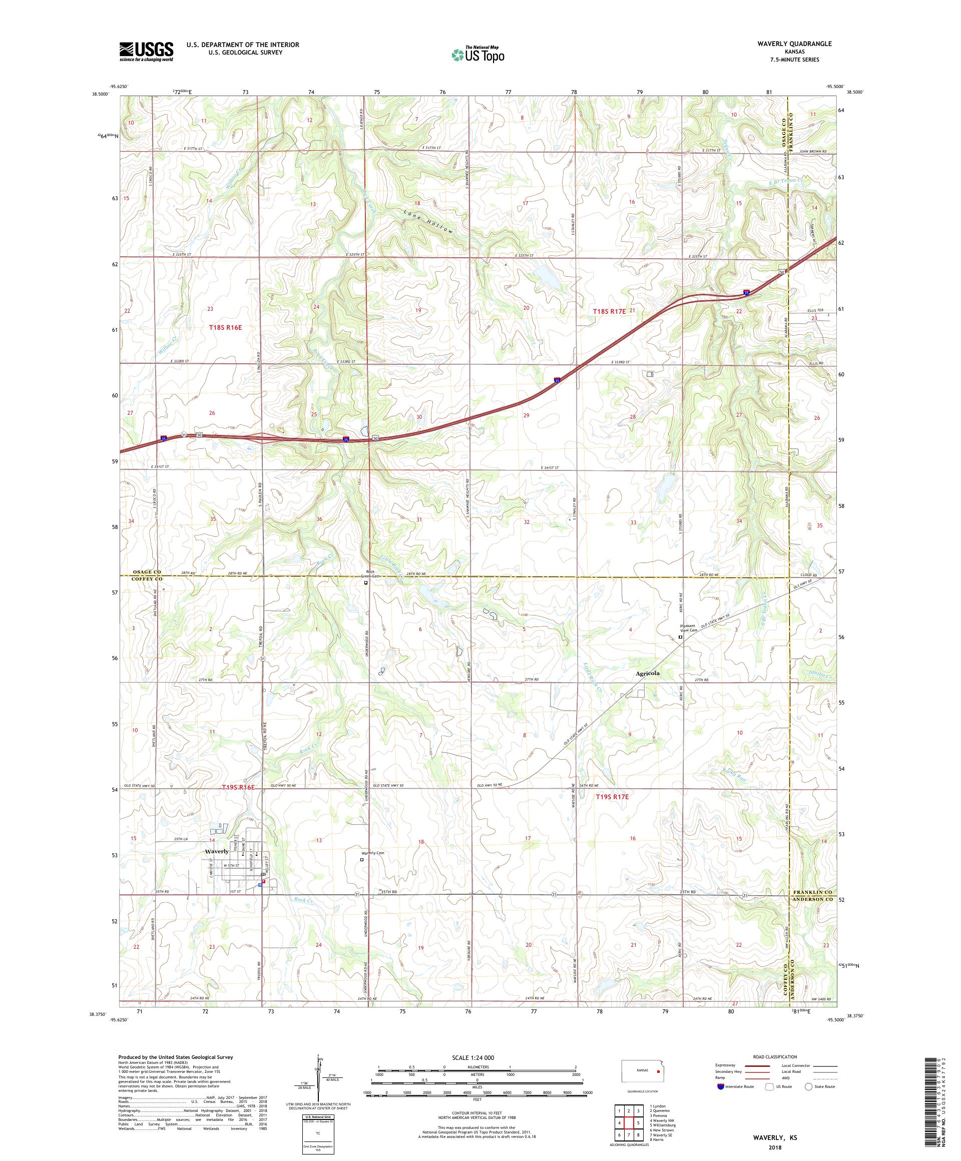 Waverly Kansas US Topo Map – MyTopo Map Store