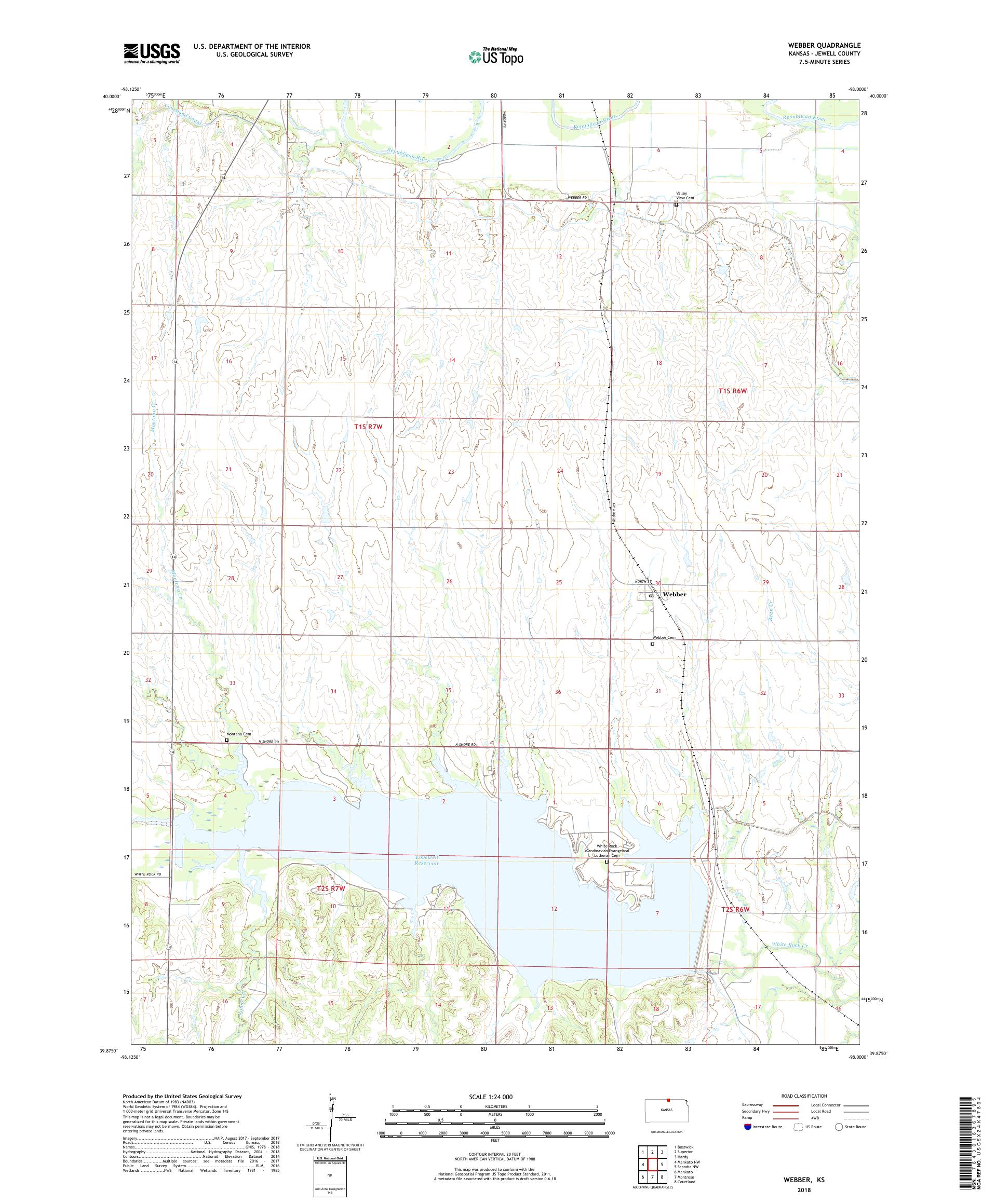 Webber Kansas US Topo Map – MyTopo Map Store