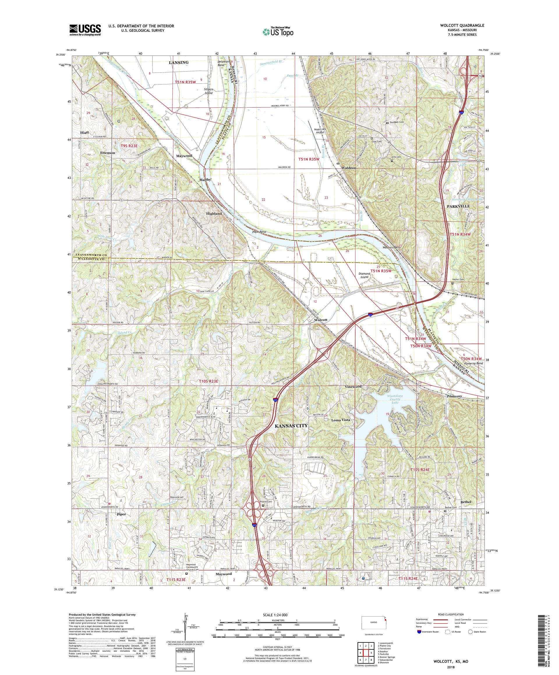 Wolcott Kansas US Topo Map – MyTopo Map Store