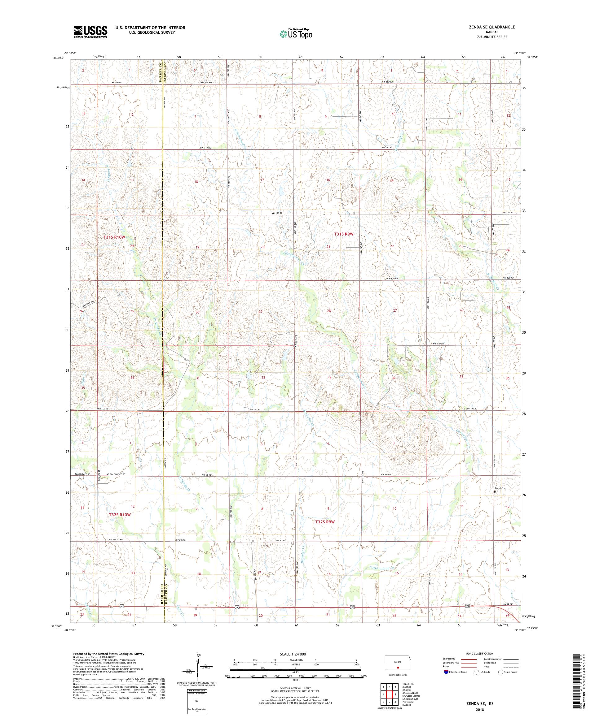 Zenda SE Kansas US Topo Map – MyTopo Map Store