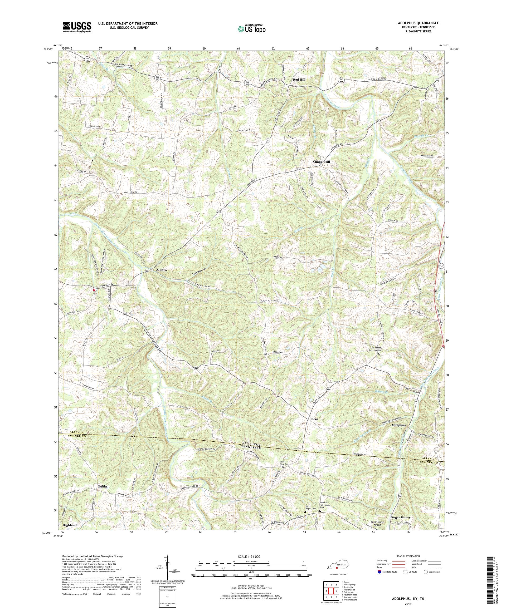 Adolphus Kentucky US Topo Map – MyTopo Map Store