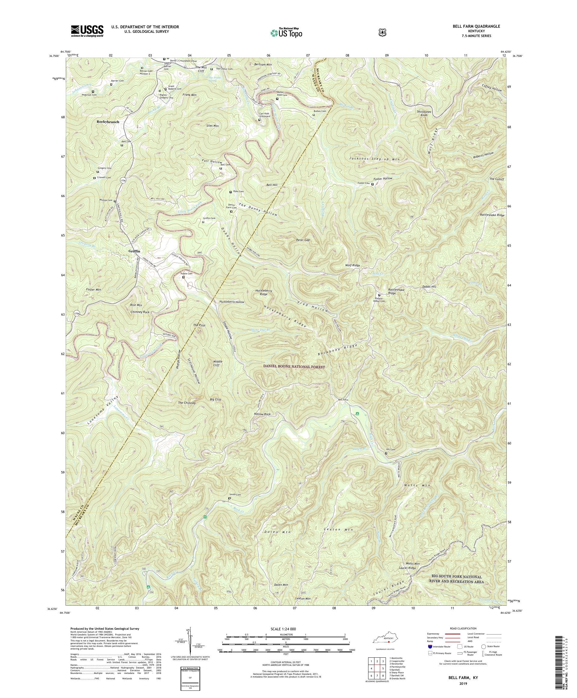 Bell Farm Kentucky US Topo Map – MyTopo Map Store