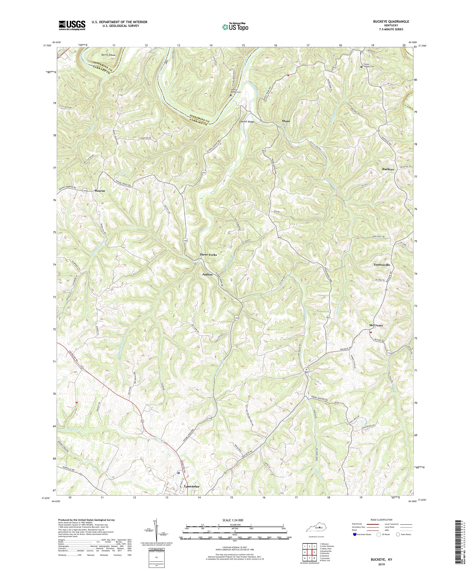 Buckeye Kentucky US Topo Map – MyTopo Map Store