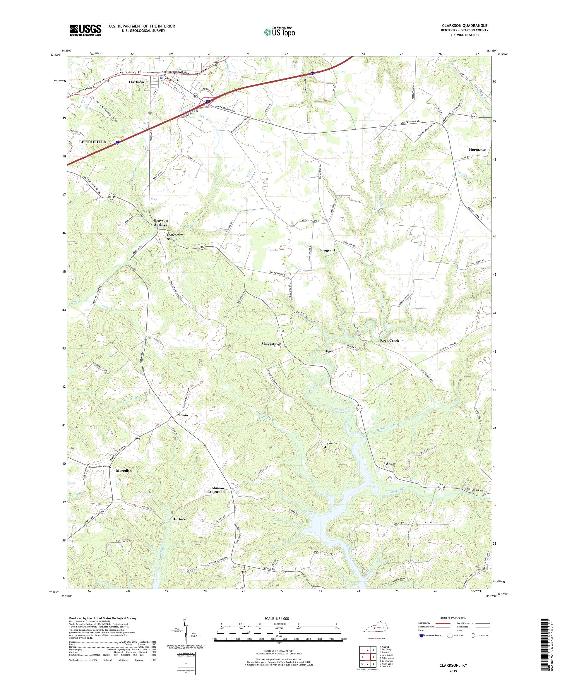 Clarkson Kentucky US Topo Map – MyTopo Map Store