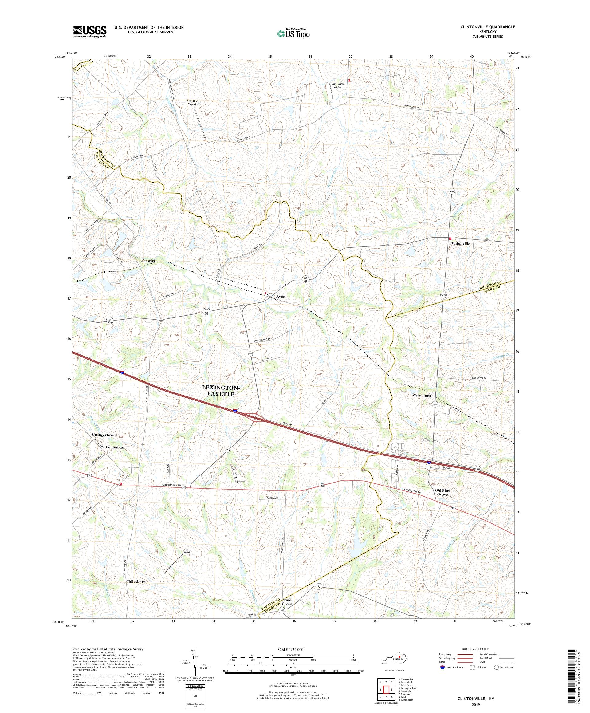 Clintonville Kentucky US Topo Map – MyTopo Map Store