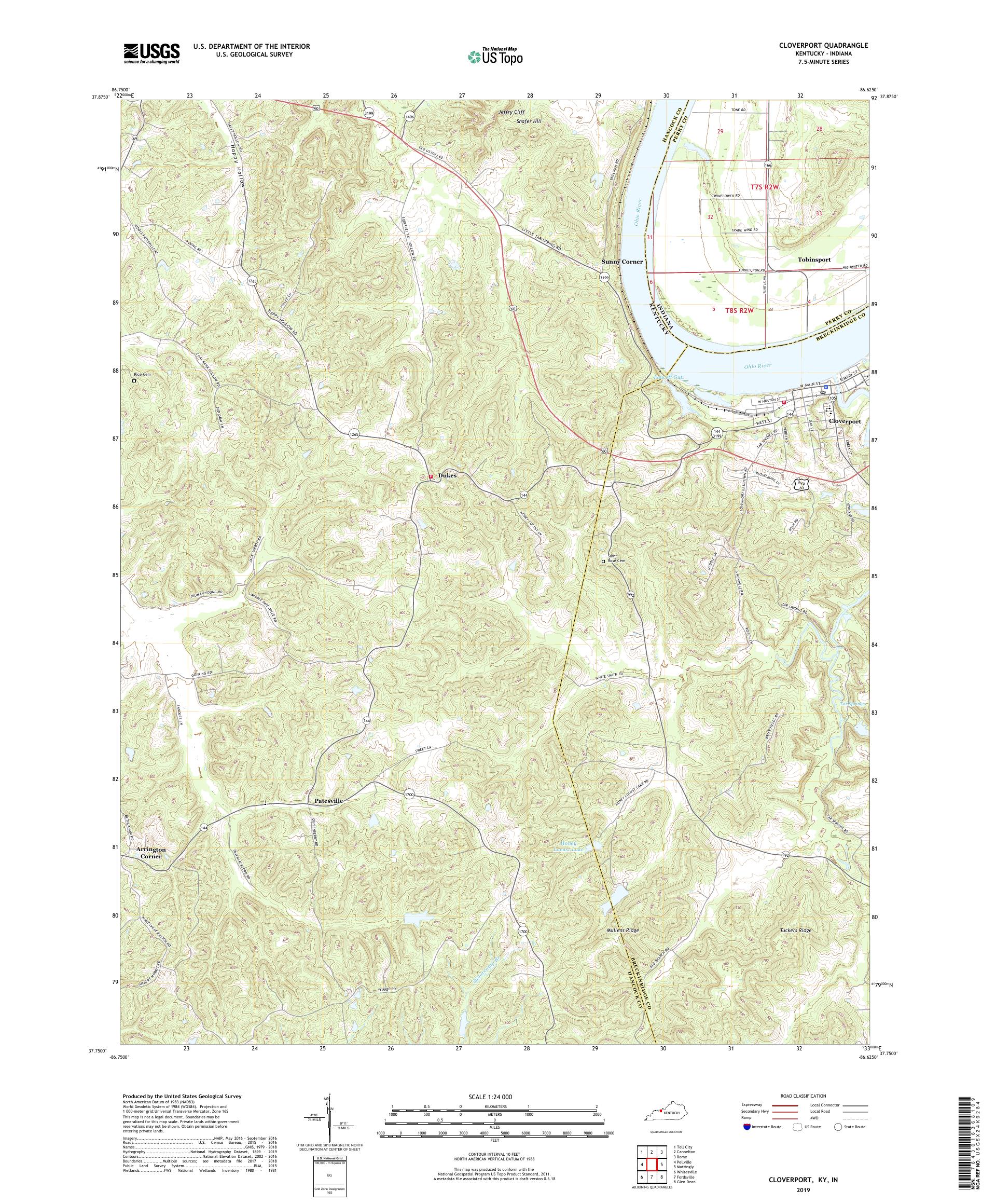 Cloverport Kentucky US Topo Map – MyTopo Map Store
