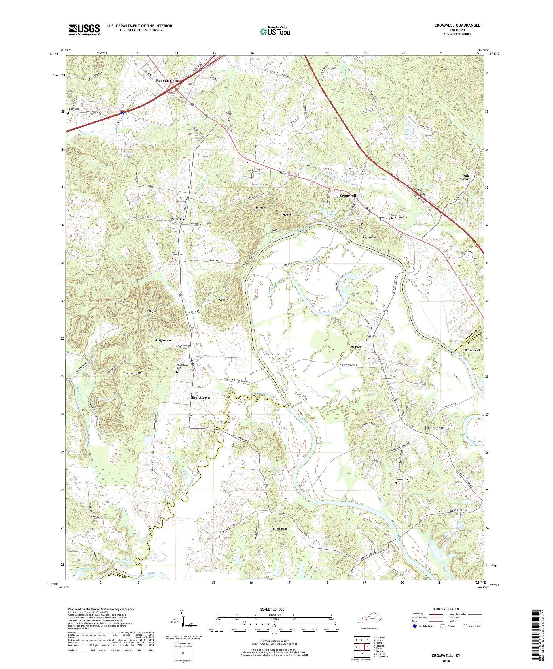 Cromwell Kentucky US Topo Map – MyTopo Map Store
