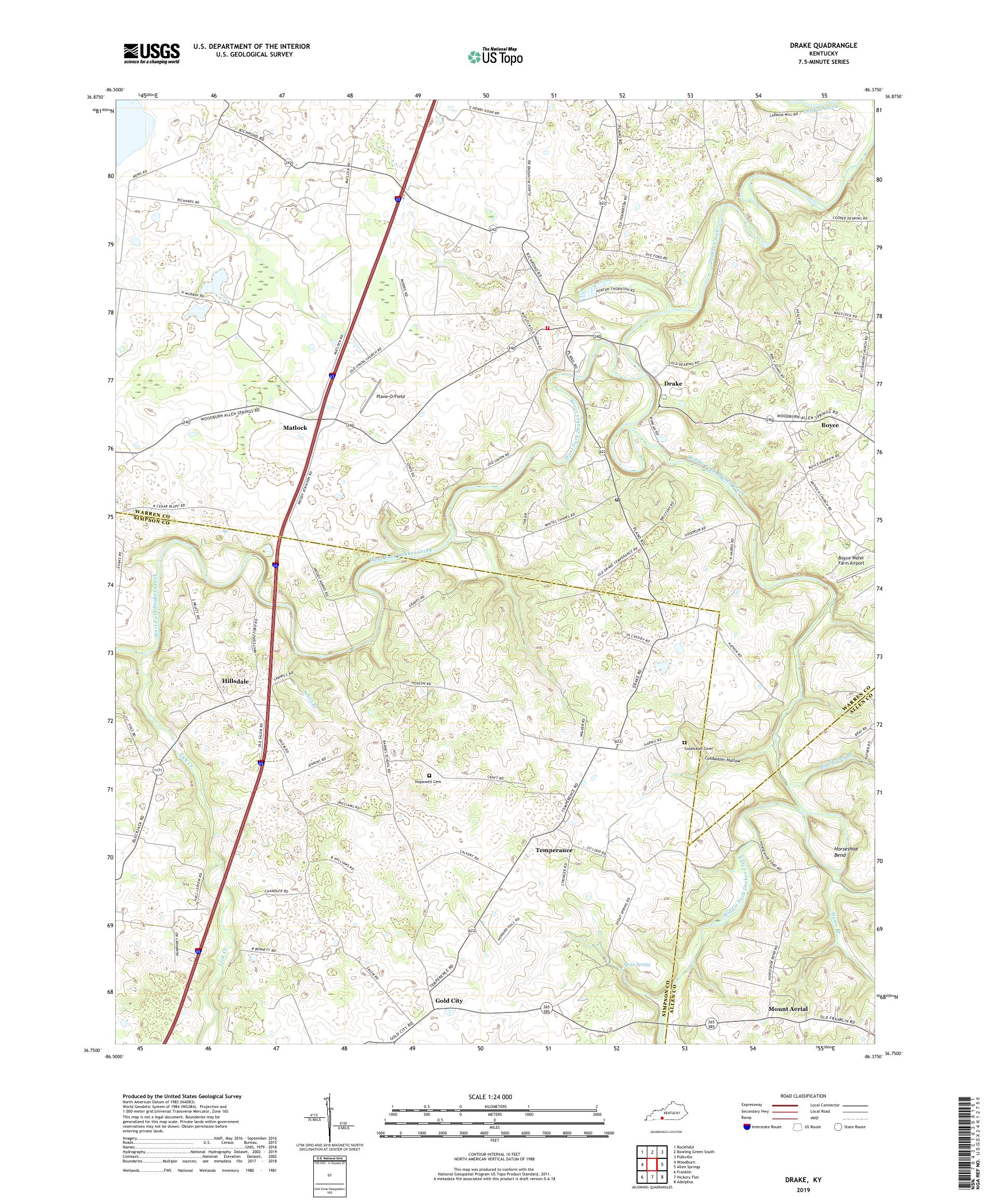 Drake Kentucky US Topo Map – MyTopo Map Store