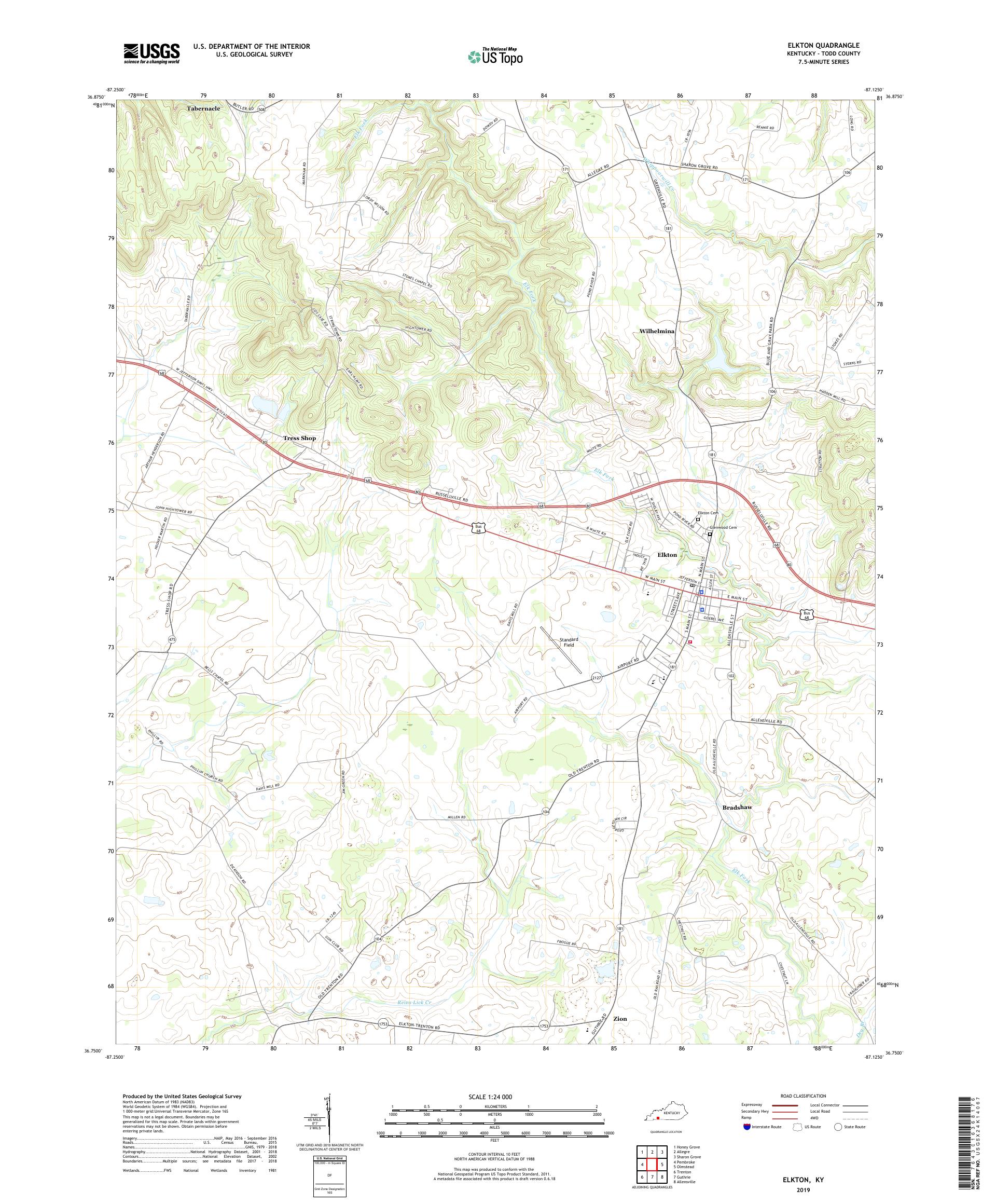 Elkton Kentucky US Topo Map – MyTopo Map Store